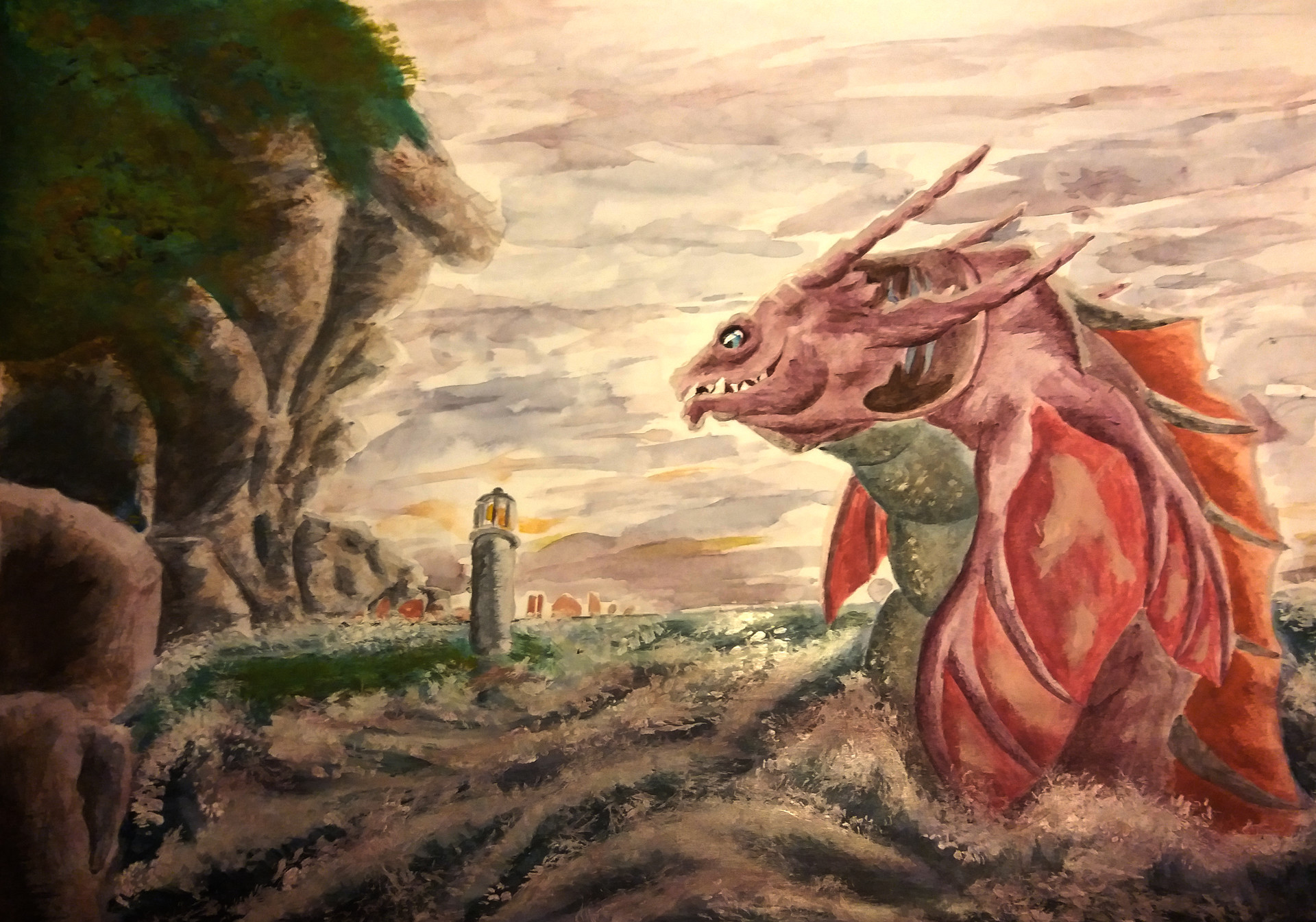 ArtStation - A sea dragon reaching the shore