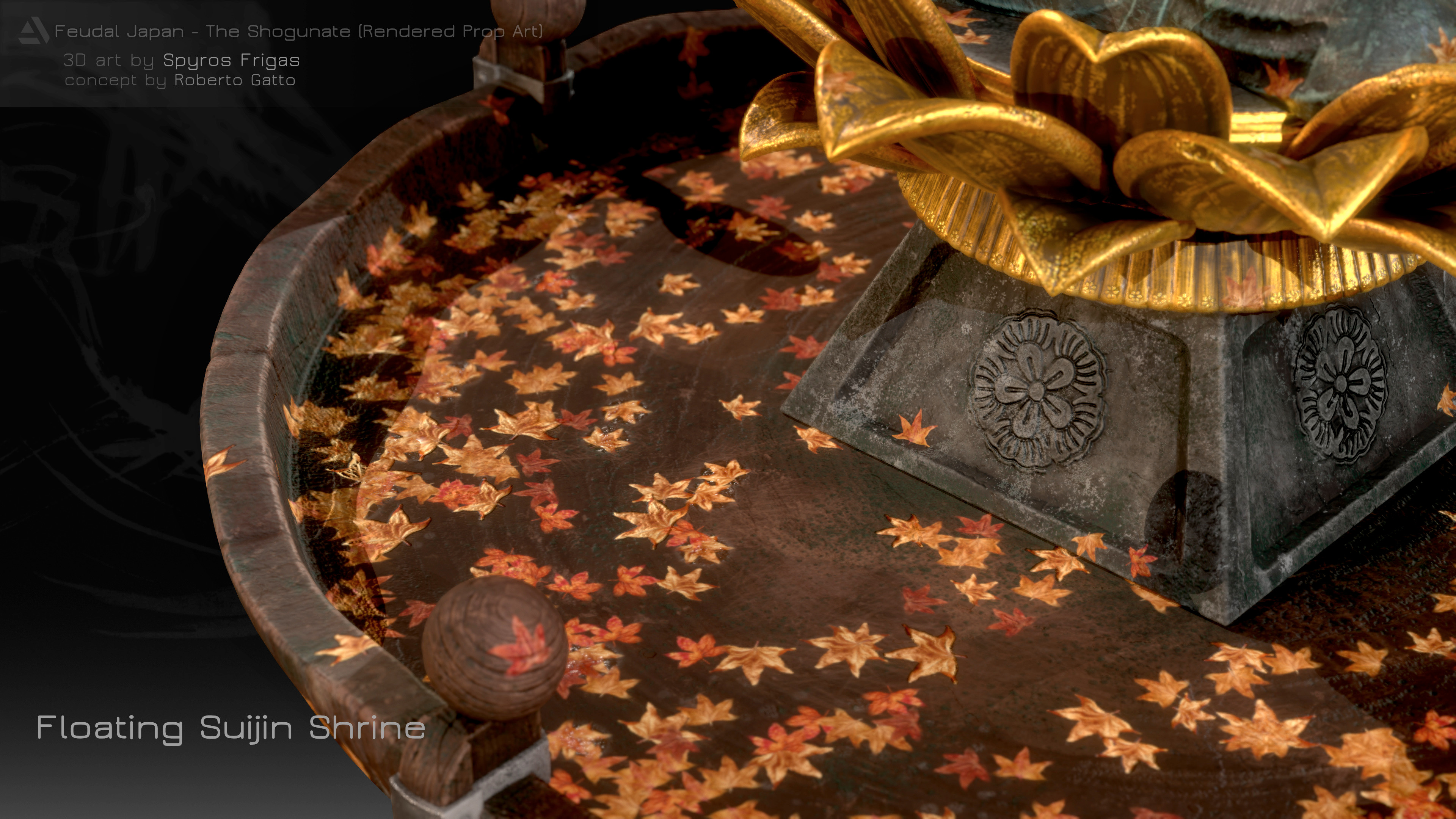 Spyros Frigas - Floating Suijin Shrine - Artstation Feudal Japan challenge