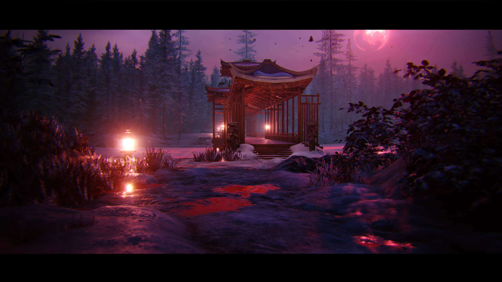 Florian Boué - Feudal Japan Artstation challenge - Blood Moon Castle