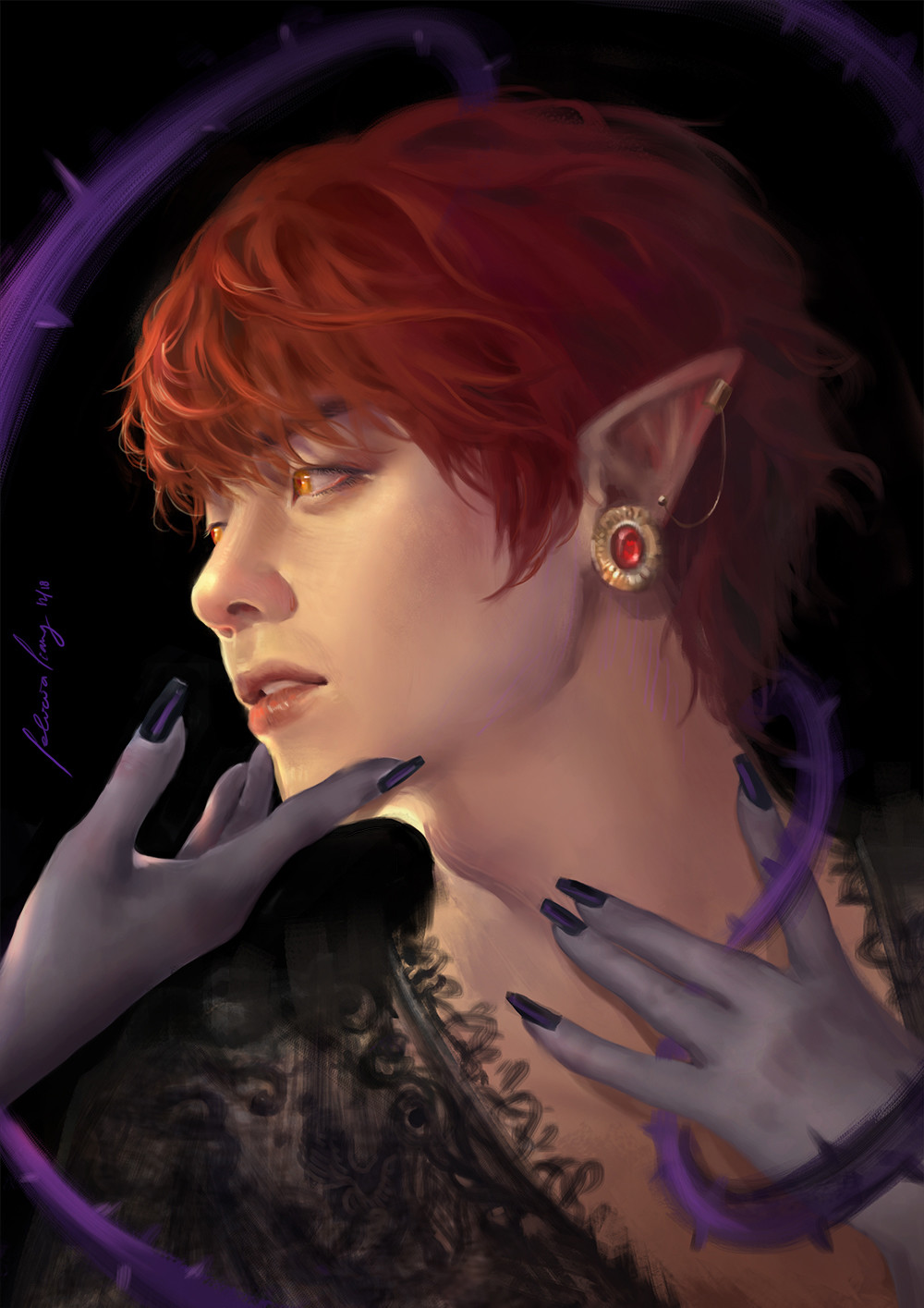 ArtStation - Red haired demon prince V