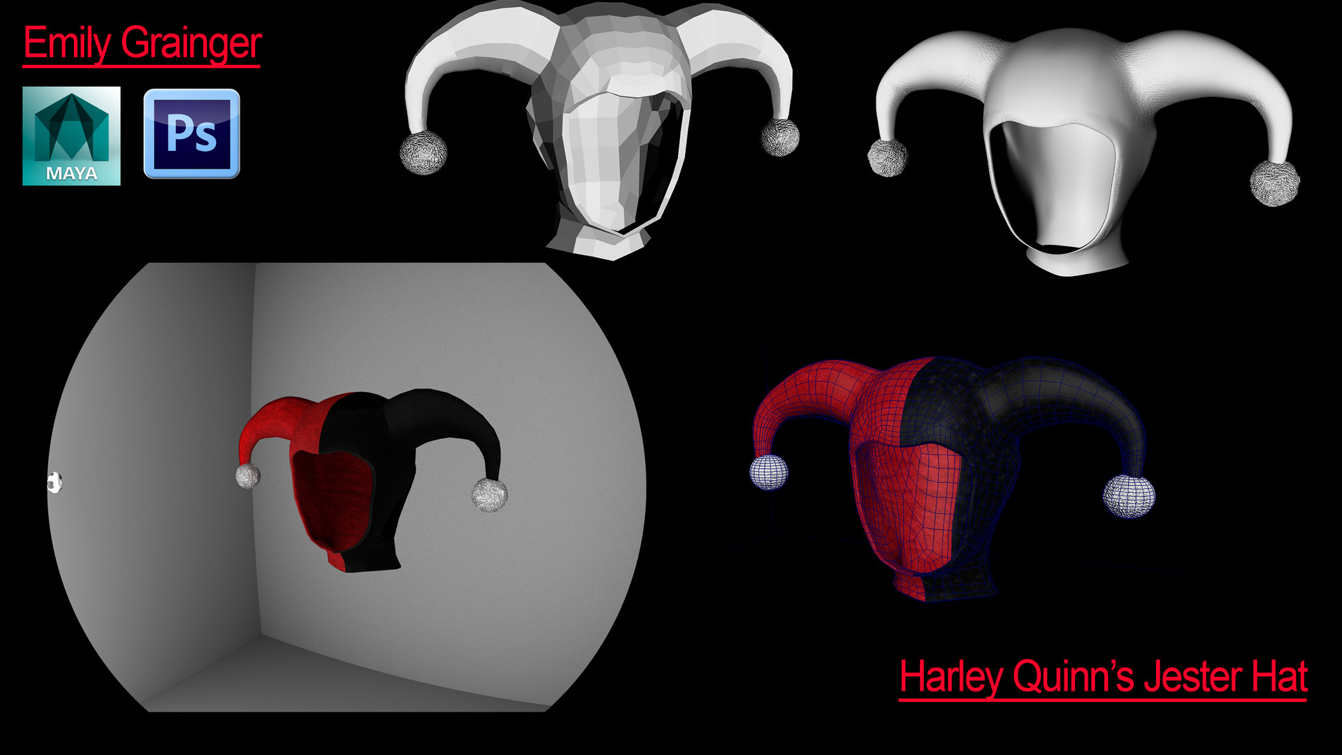 ArtStation - Harley Quinn Jester hat model.