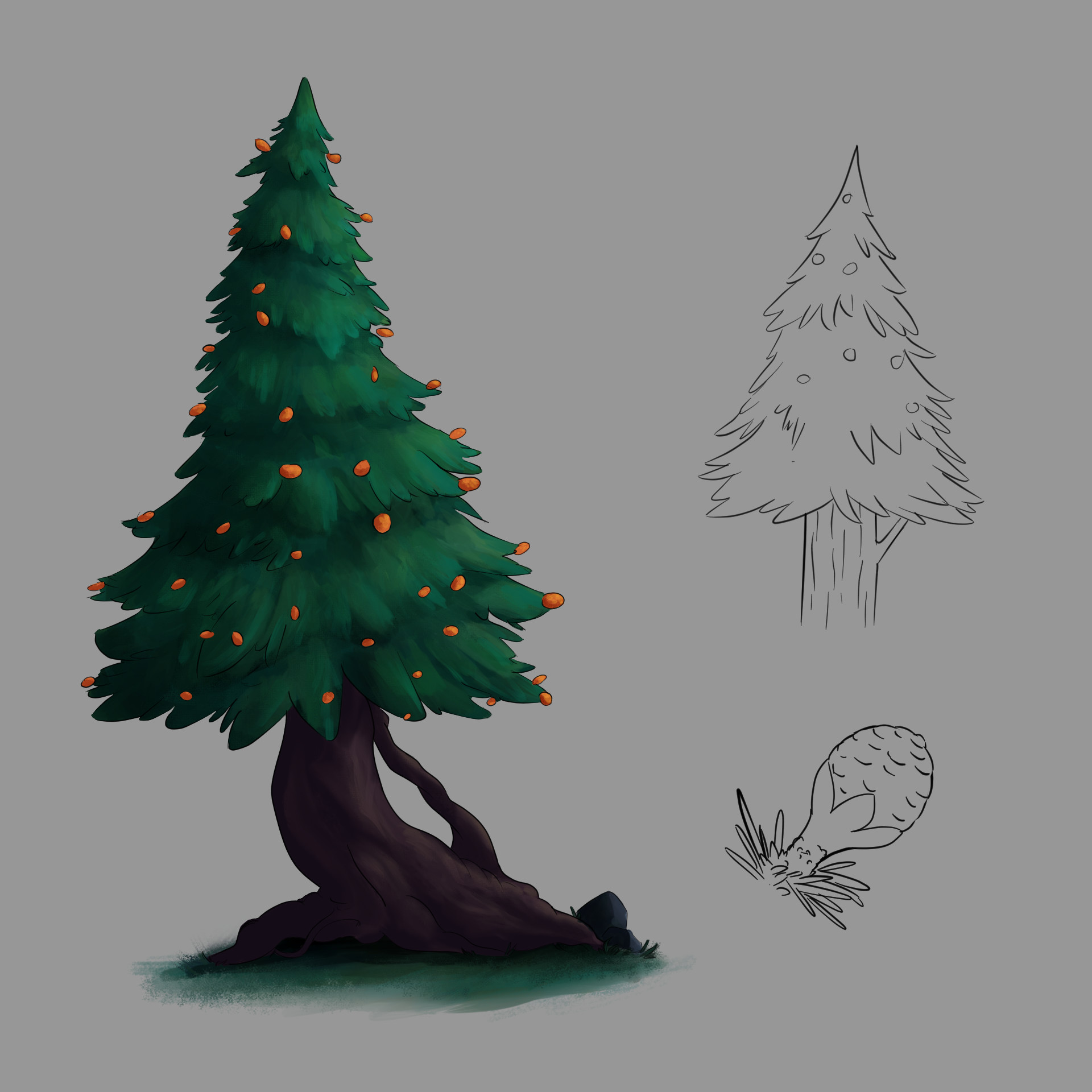 ArtStation - Pine tree concept art