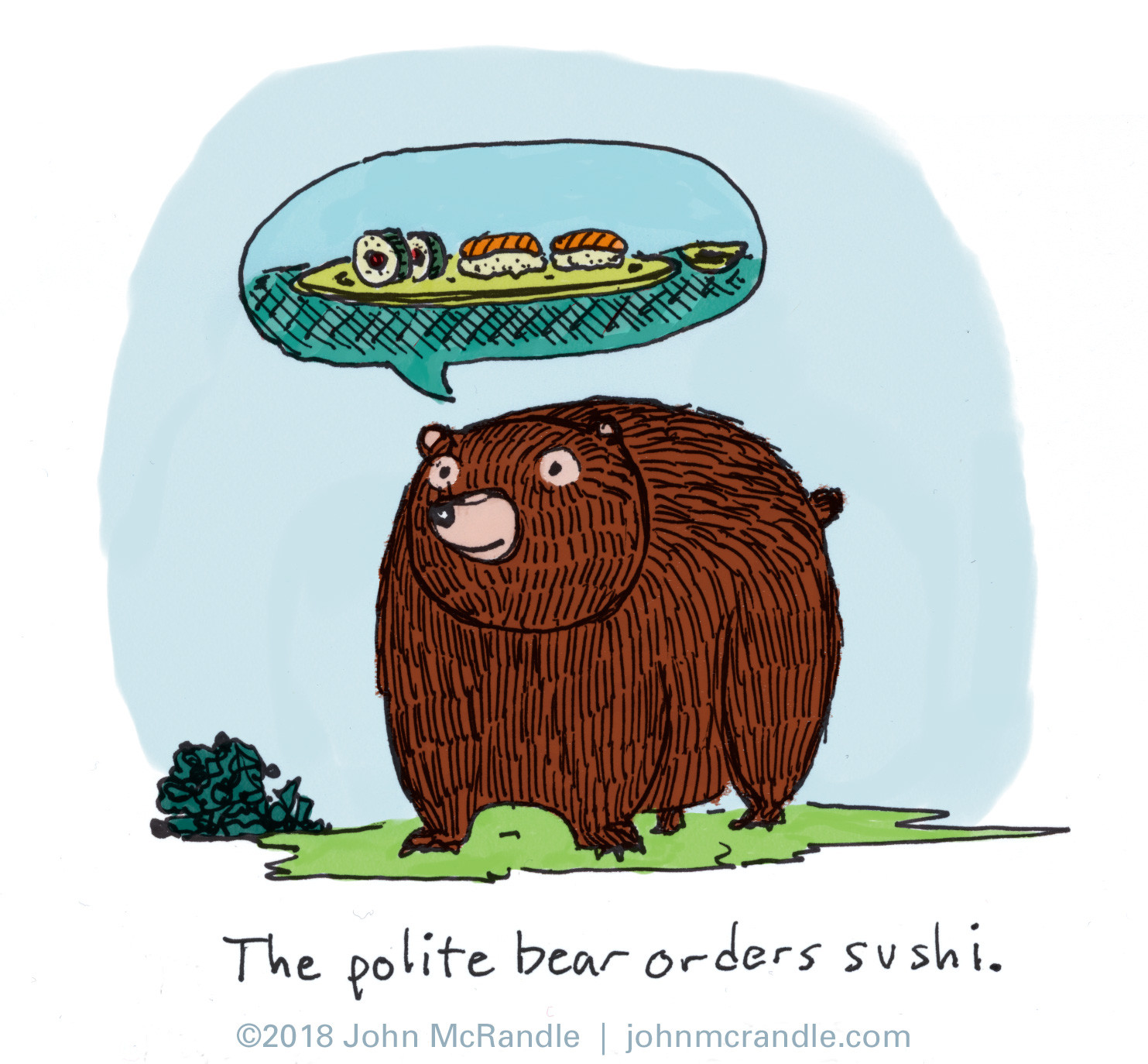 ArtStation - The Polite Bear orders sushi