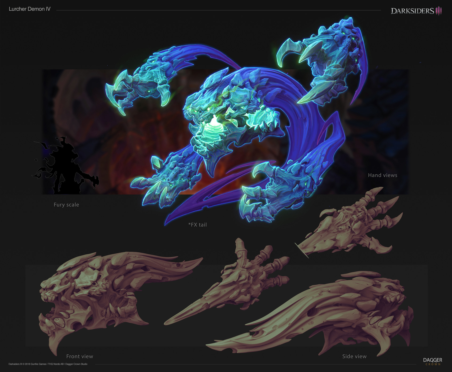 Ilia Bodaikin - Darksiders 3 - Lurcher Demons concepts. Too blue :3