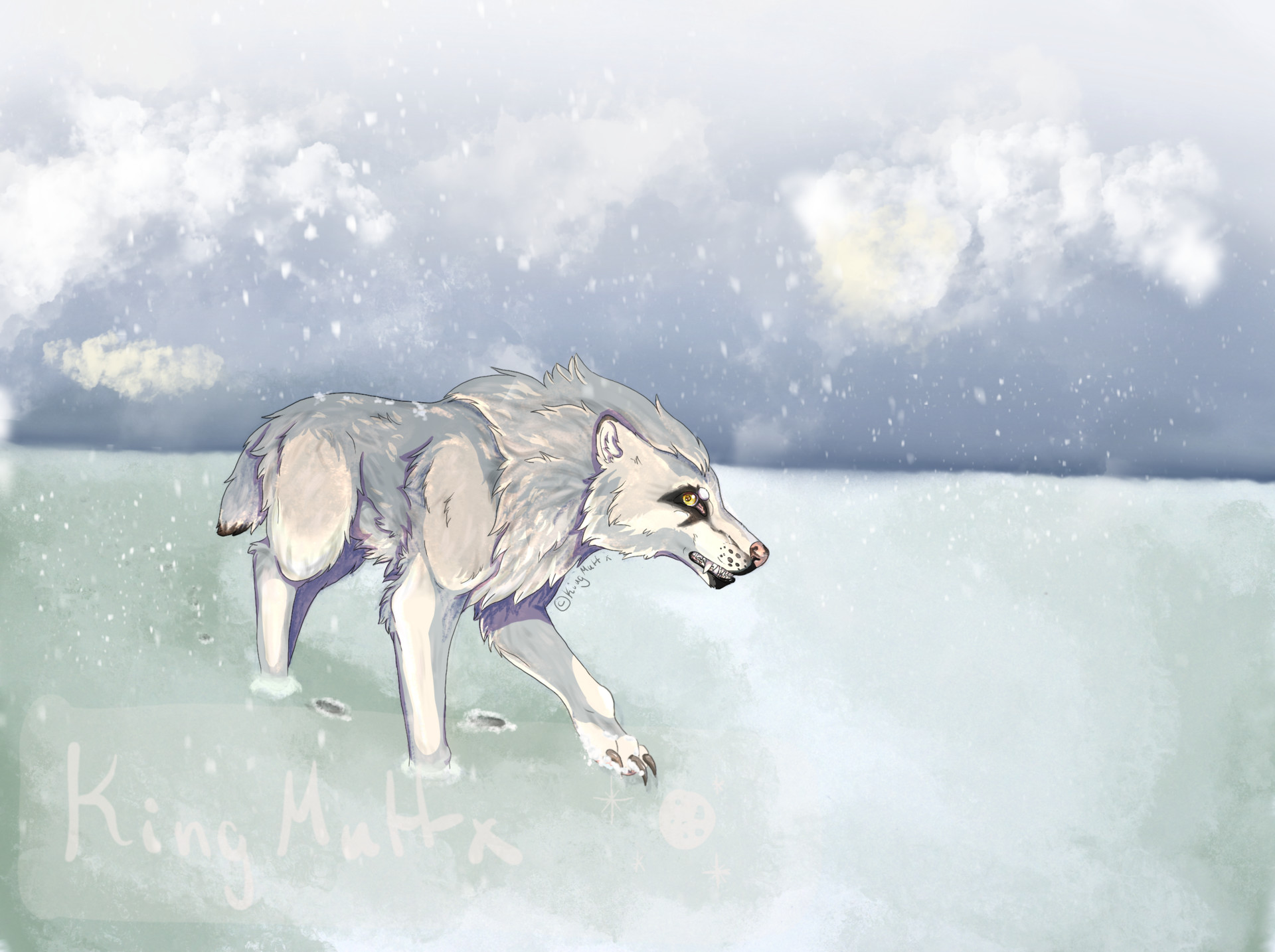 ArtStation - Wolf wandering through the snow