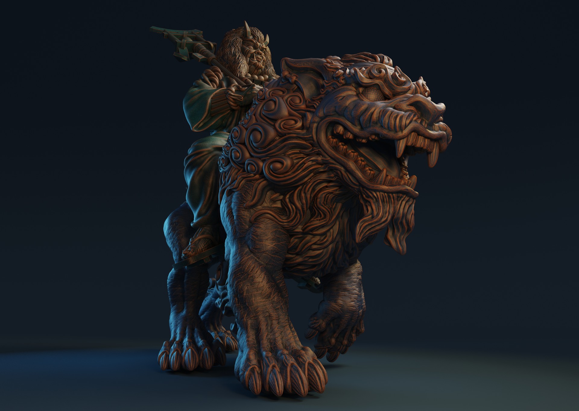 Krisztián Hartmann - Tora rides on a komainu