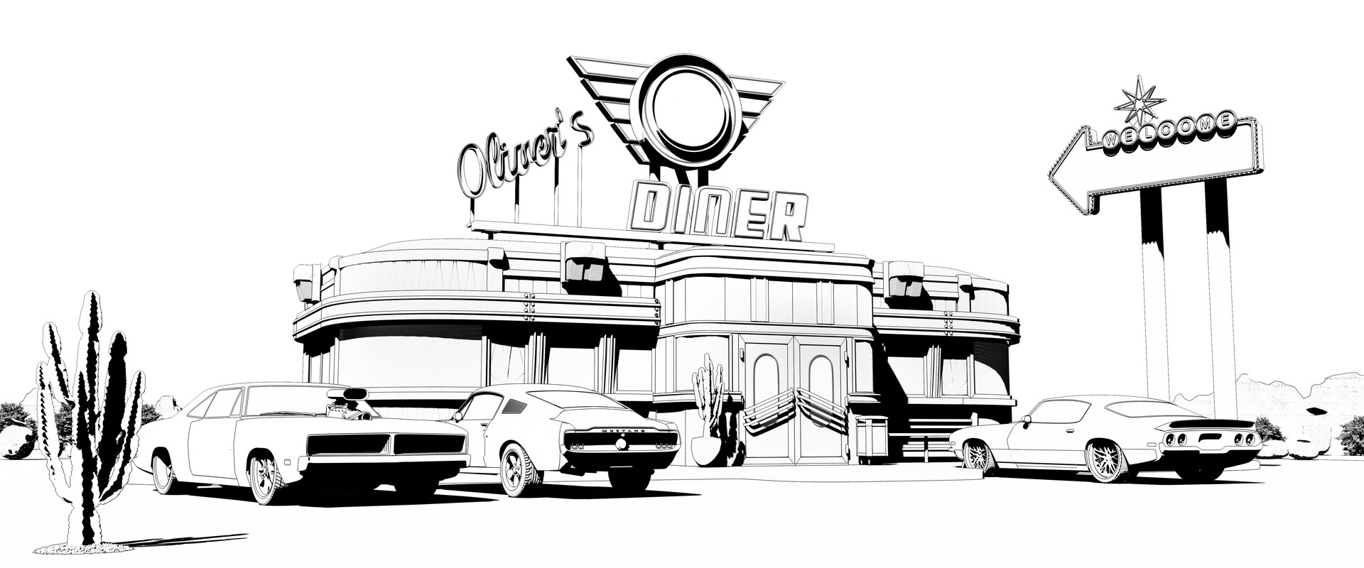 50's diner coloring pages