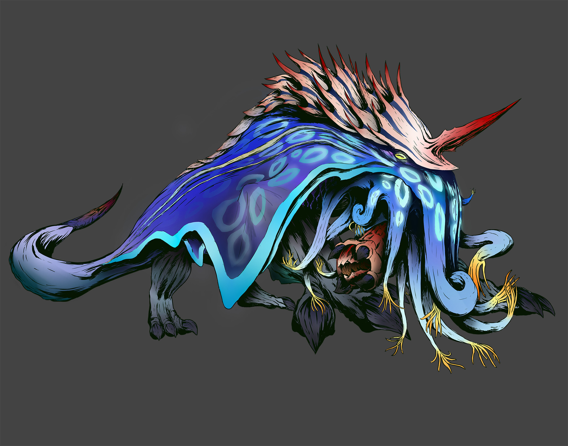 ArtStation - Creature Creation, Glauthlus, Horror glow in the cavern