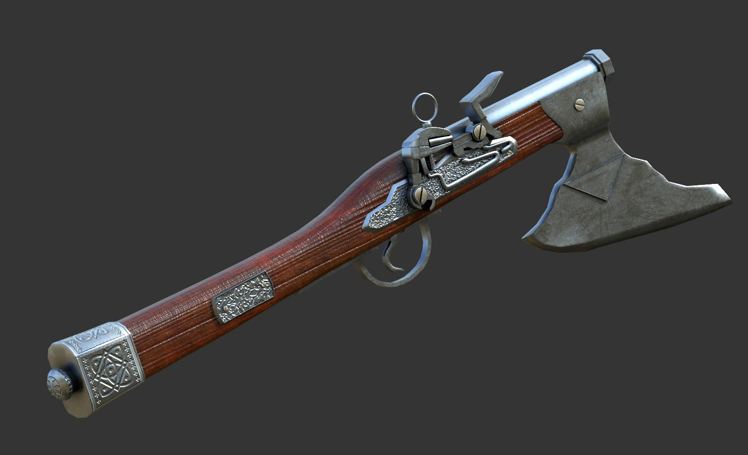 Akassh B - Low-Poly FlintLock Axe Pistol