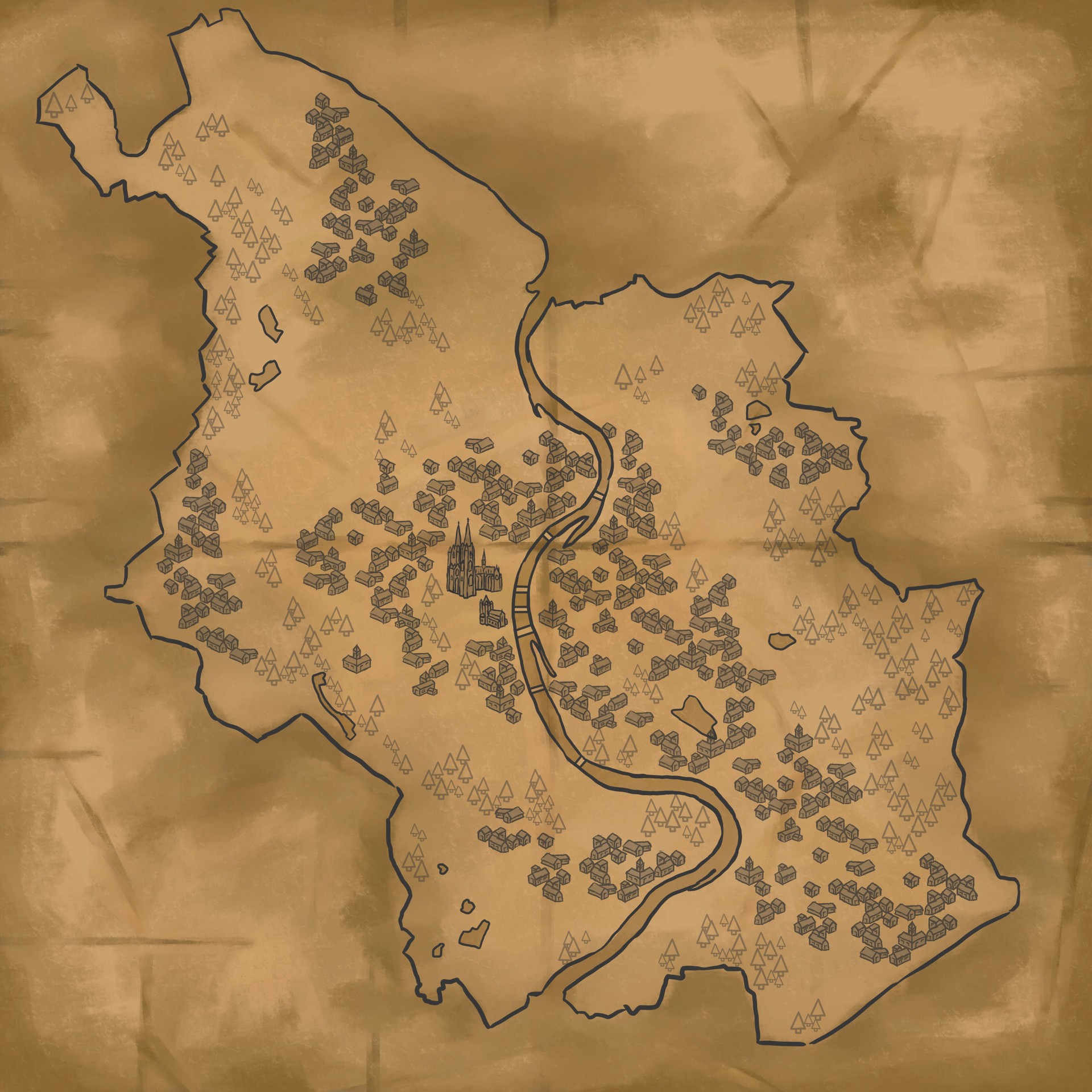 ArtStation - Medieval Map of Köln (Commission)