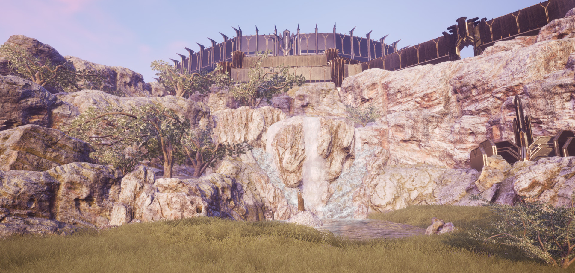 ArtStation - Fantasy Cliff Waterfall