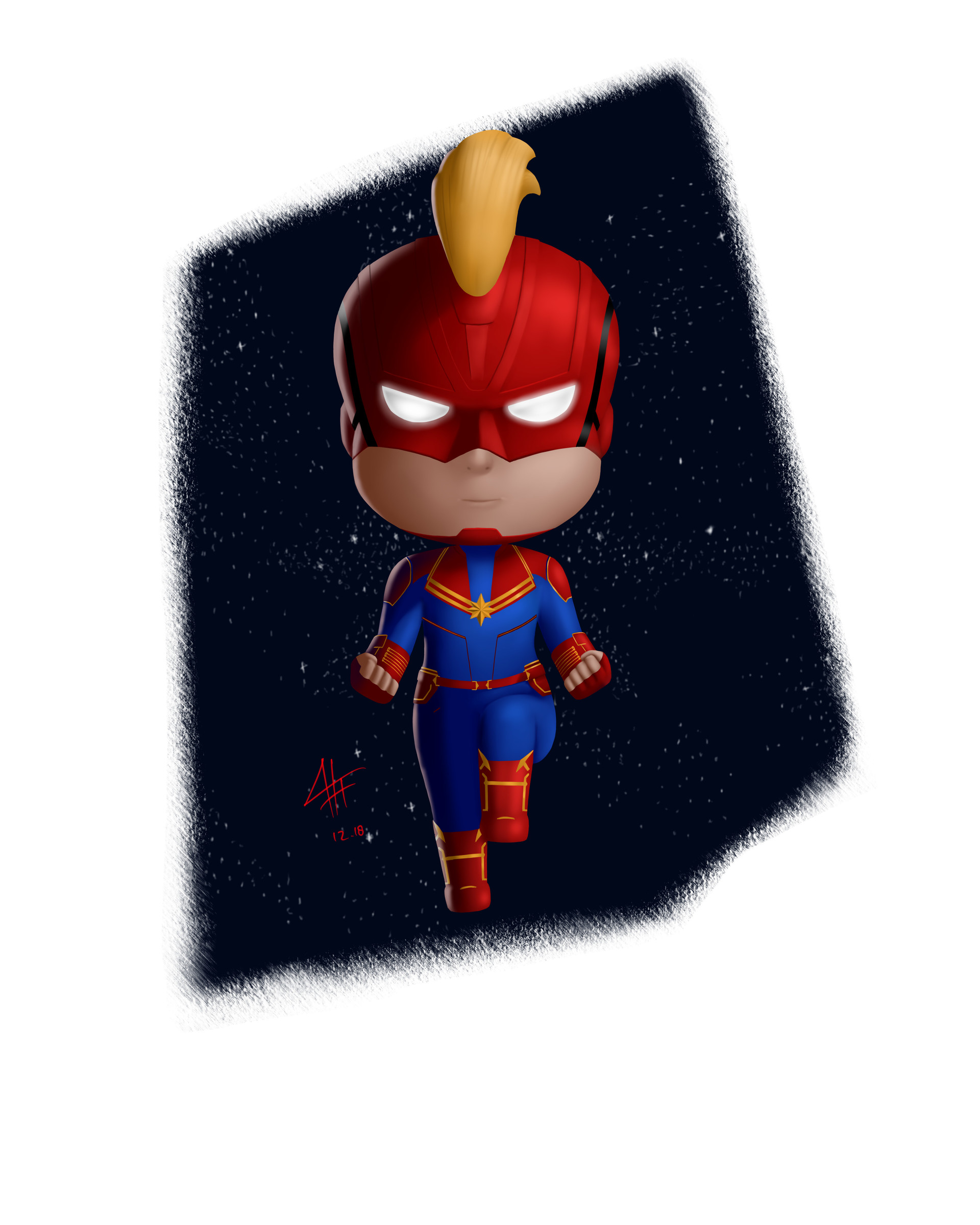 how to draw chibi captain marvel