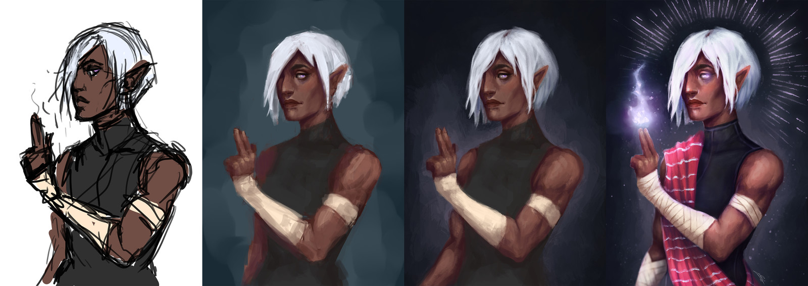 Saenia - D&D character - Drow Monk/Warlock