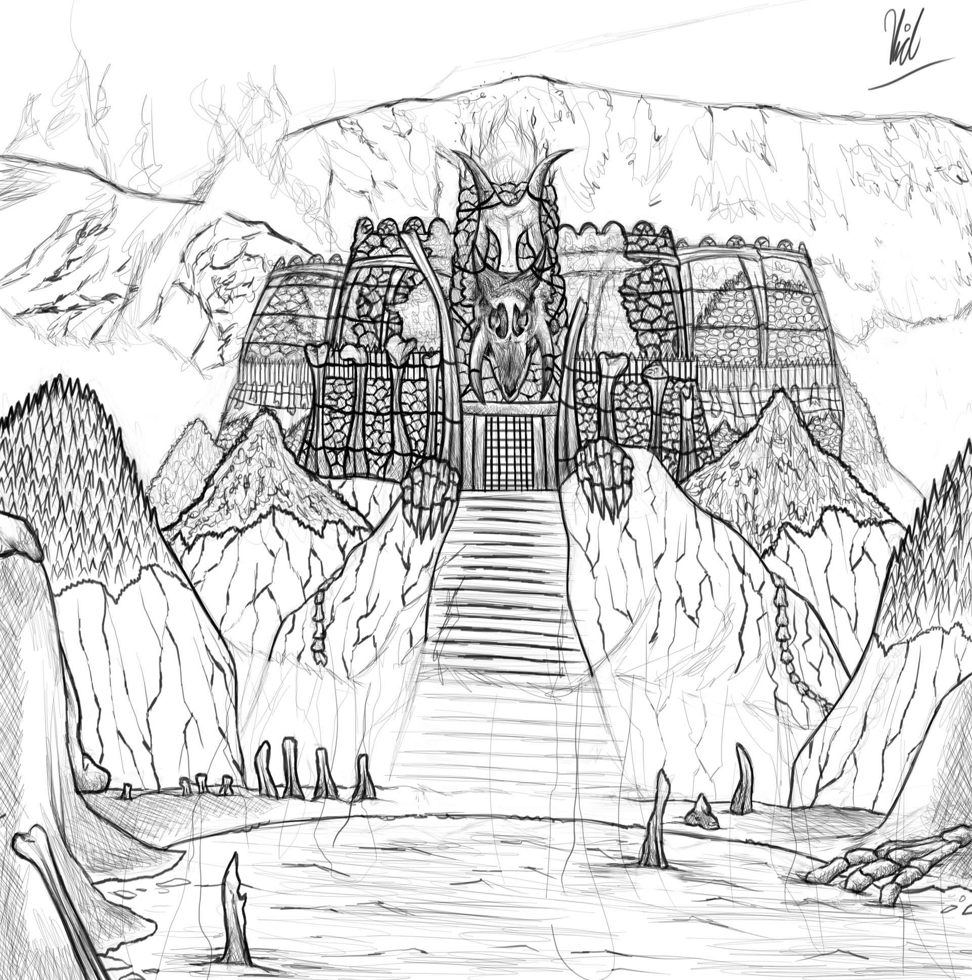 ArtStation - Skeleton Castle Sketch