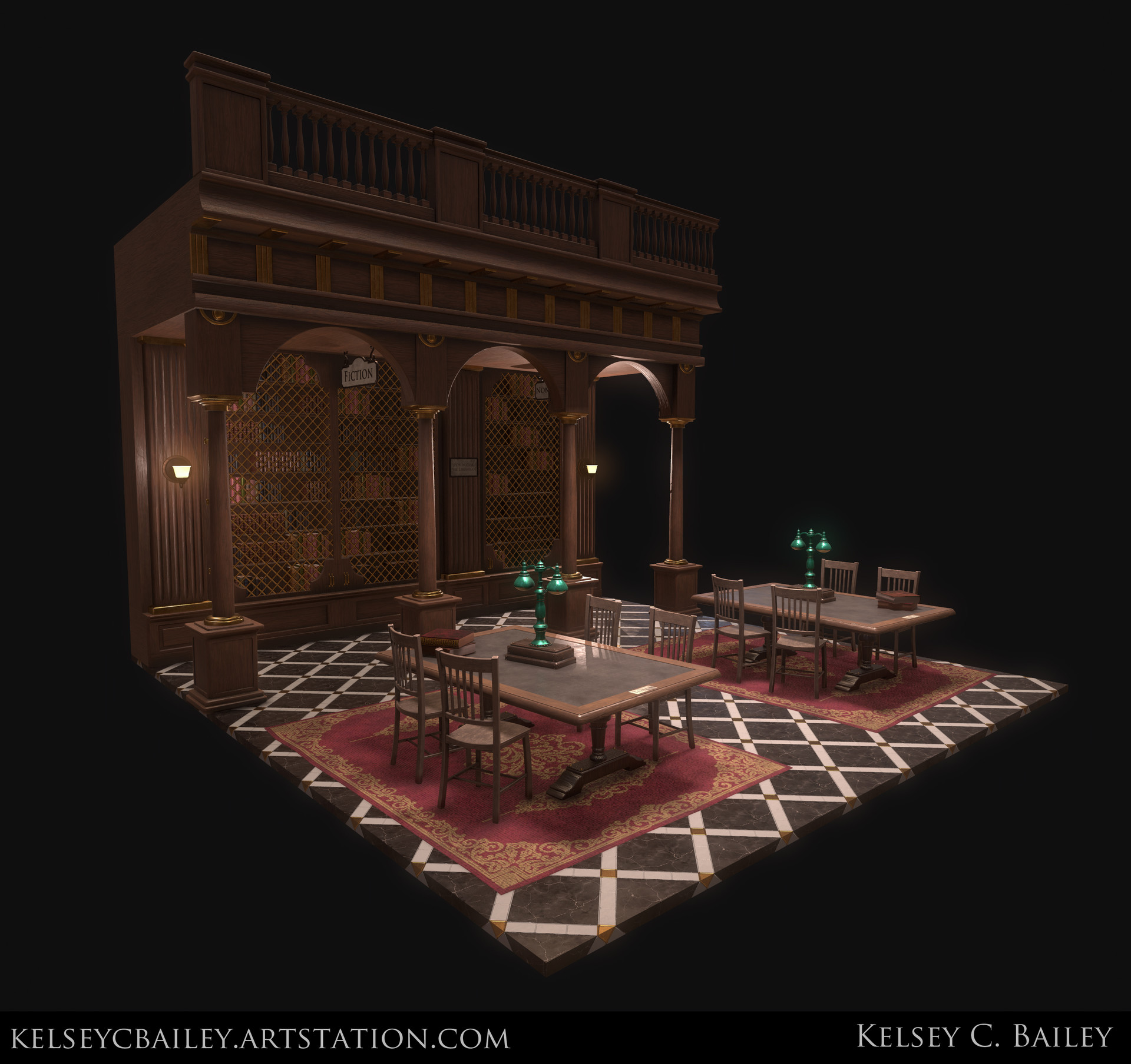 ArtStation - Victorian-Style Library Diorama