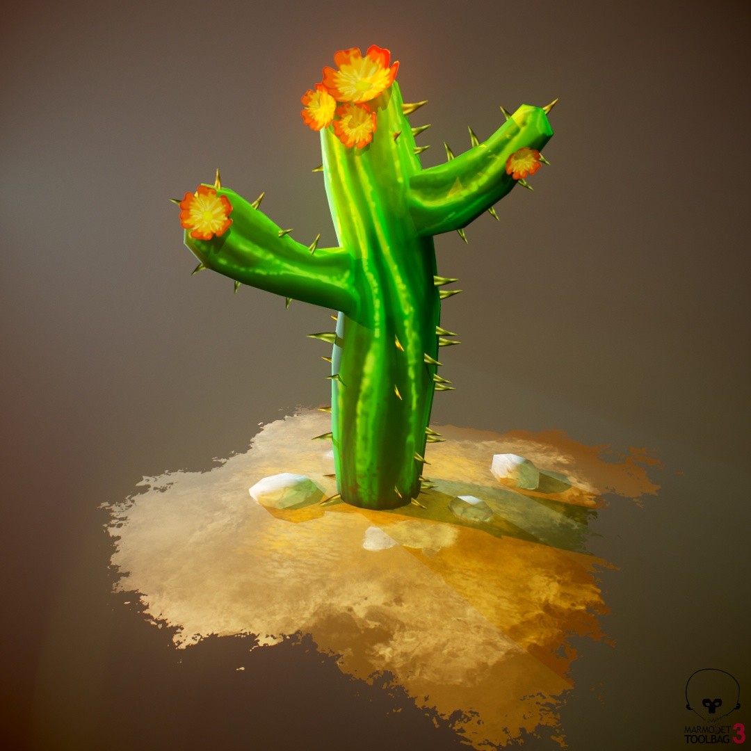 ArtStation - Hand Painted Cactus - Game Asset