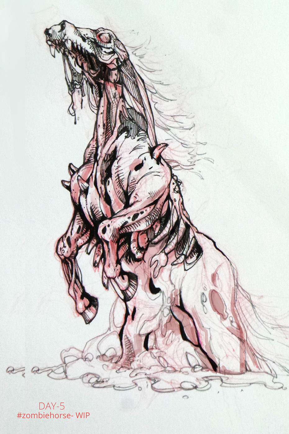 how to draw a zombie horse