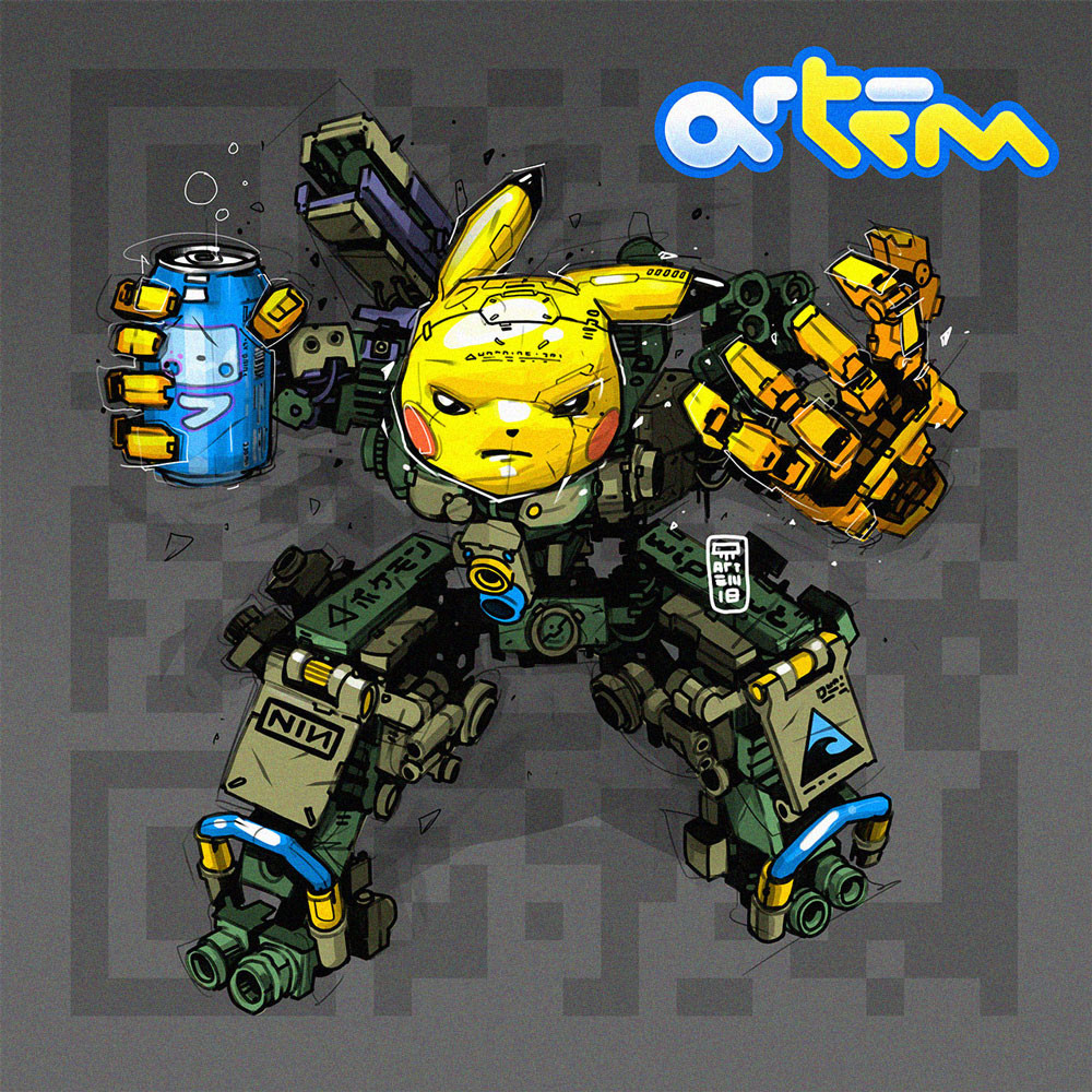 how to draw robot pikachu