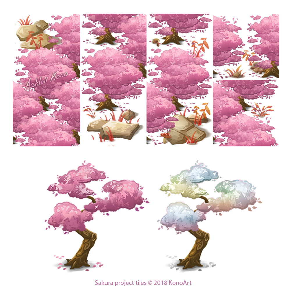 ArtStation - Sakura tree impassables (commissioned)