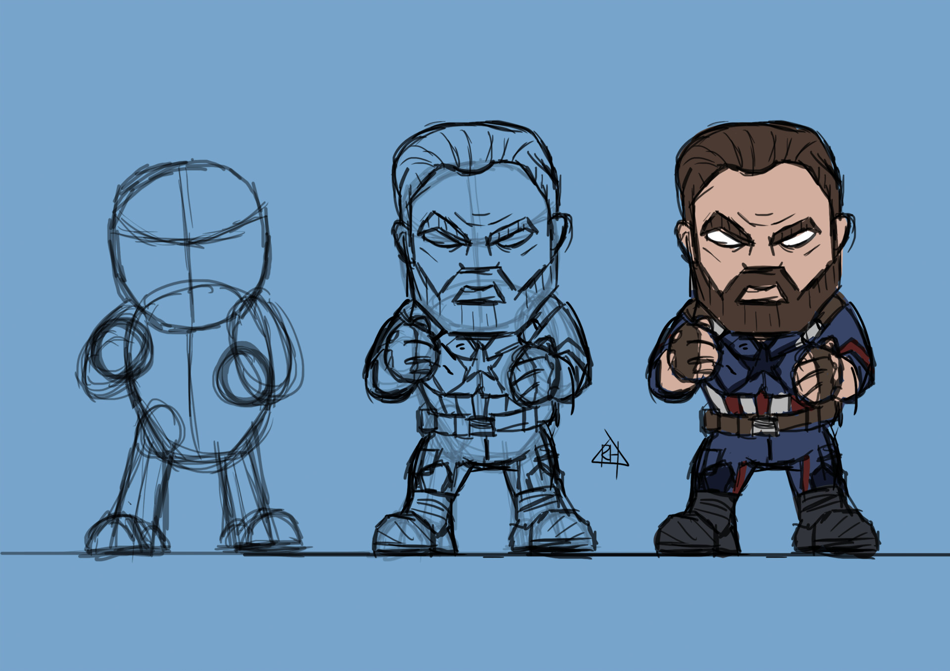 how to draw chibi captain america
