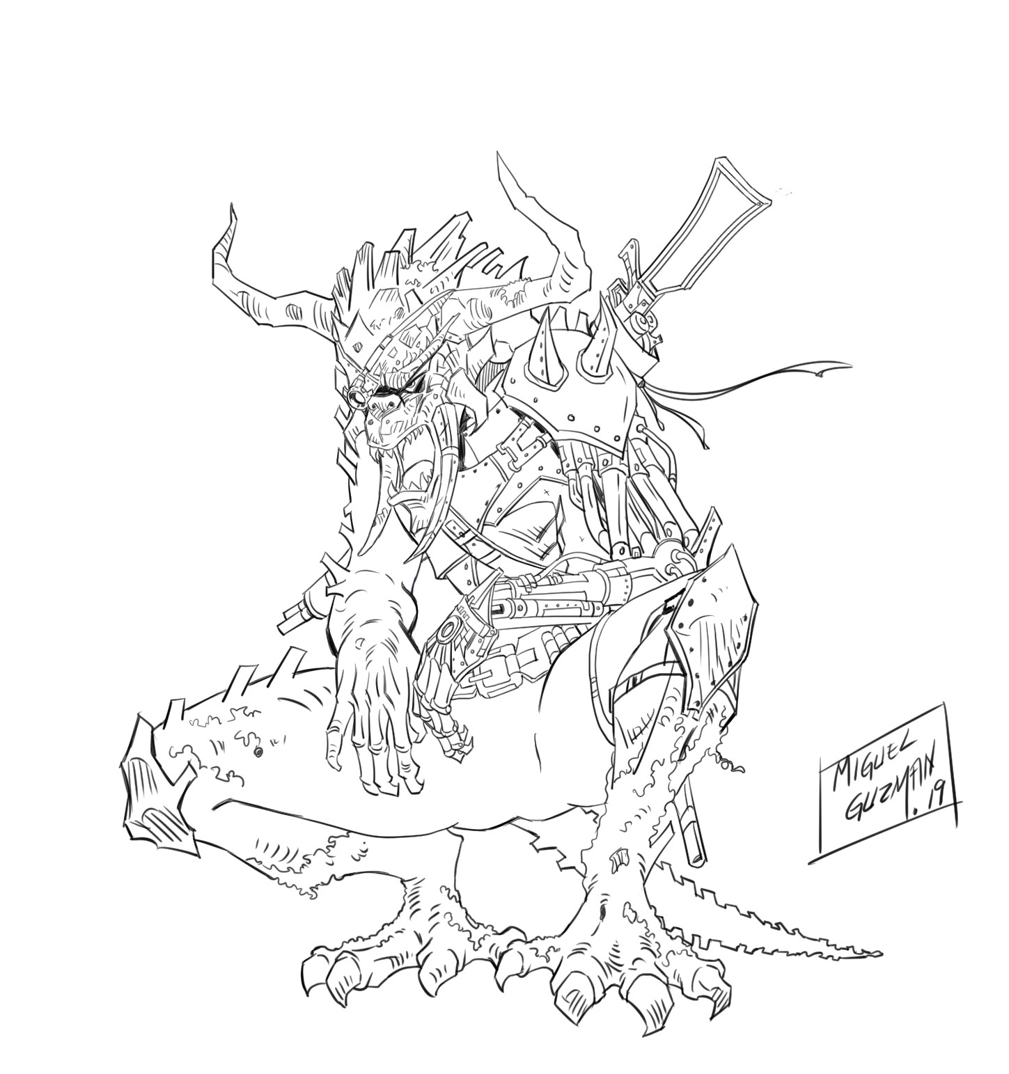 demon warrior drawing