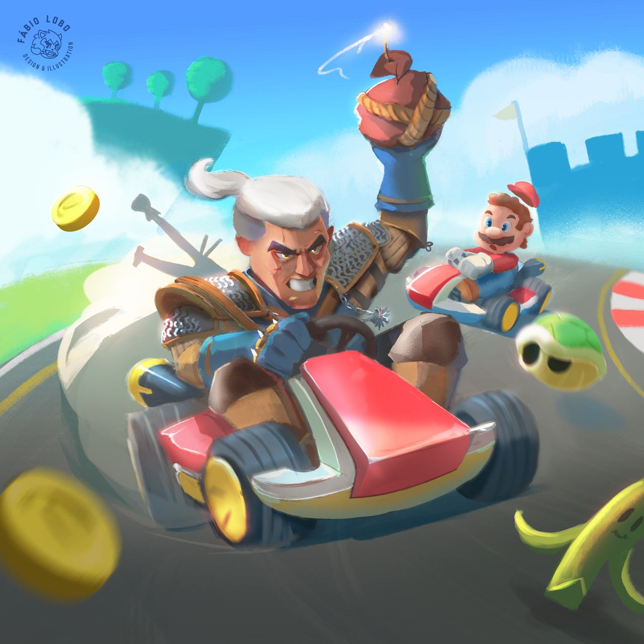 ArtStation - Witcher X Mario Kart!