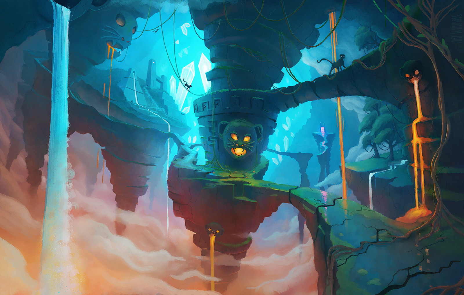 ArtStation - Monkey cat cave