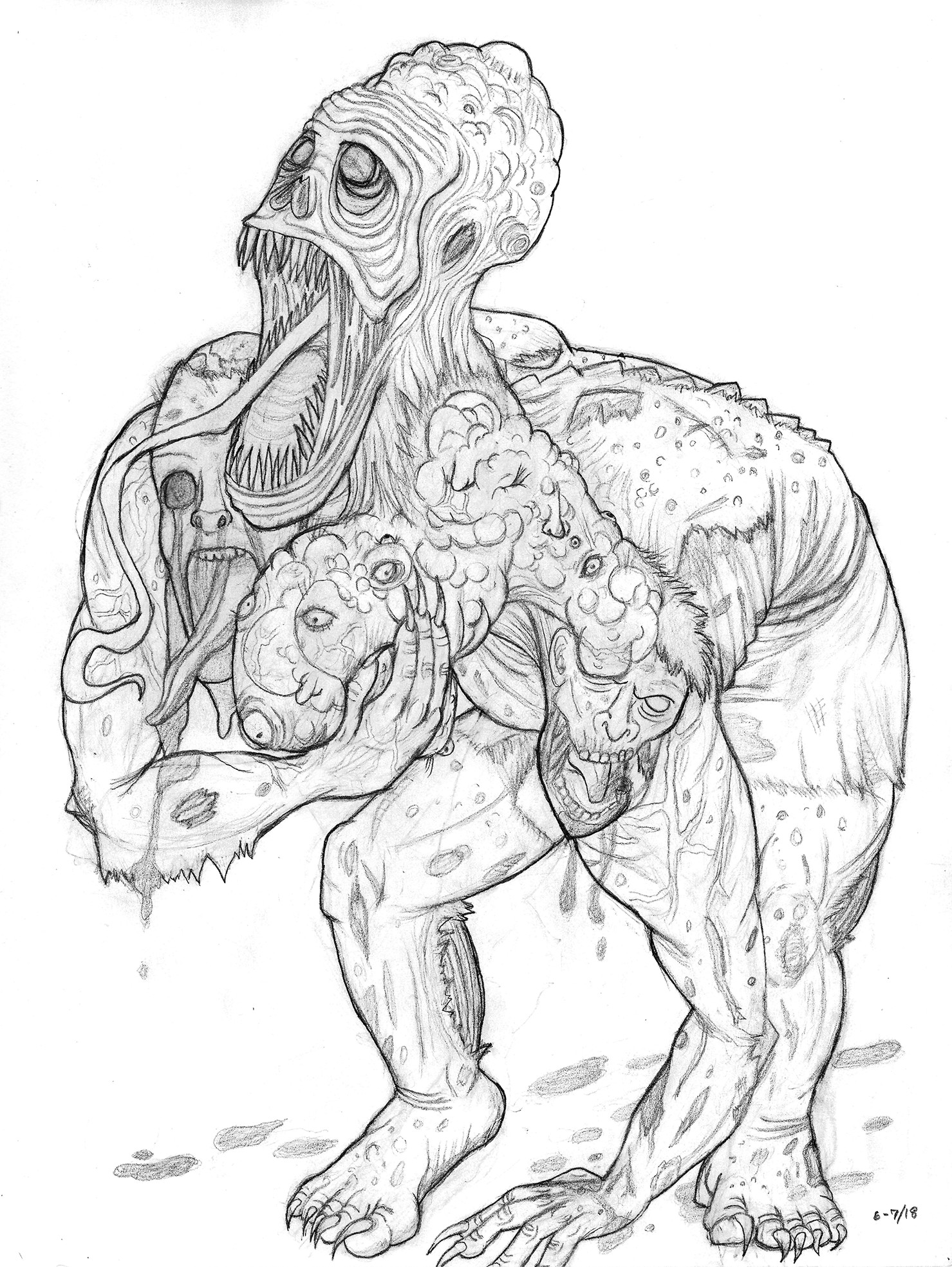 three headed monster coloring page