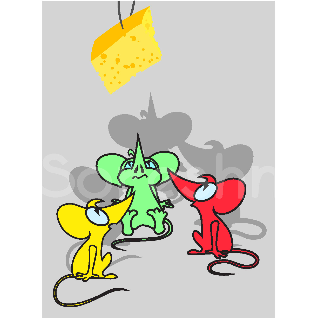 ArtStation - Traffic lights mice looking at the piece of cheese