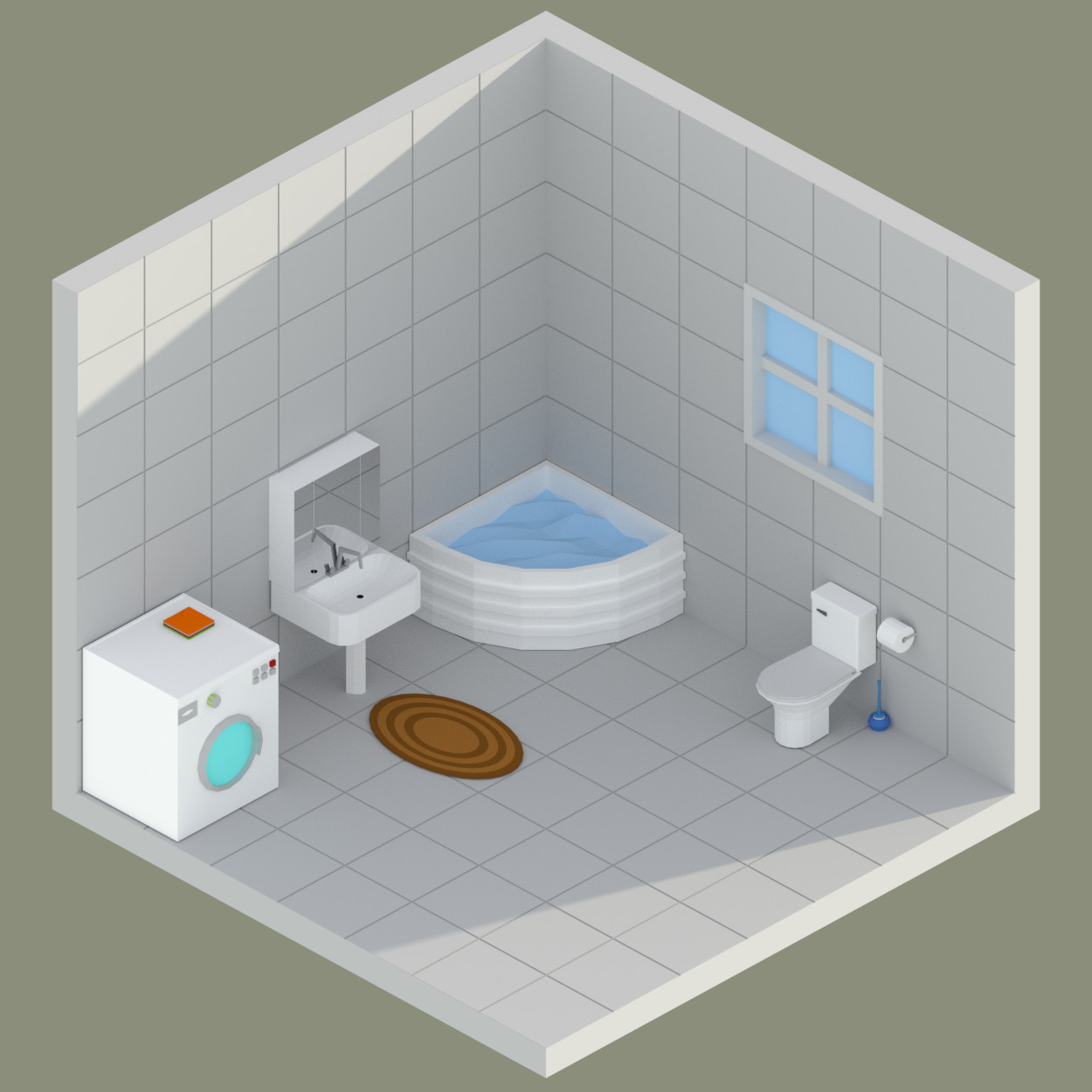 ArtStation - Isometric Room Design: Bathroom