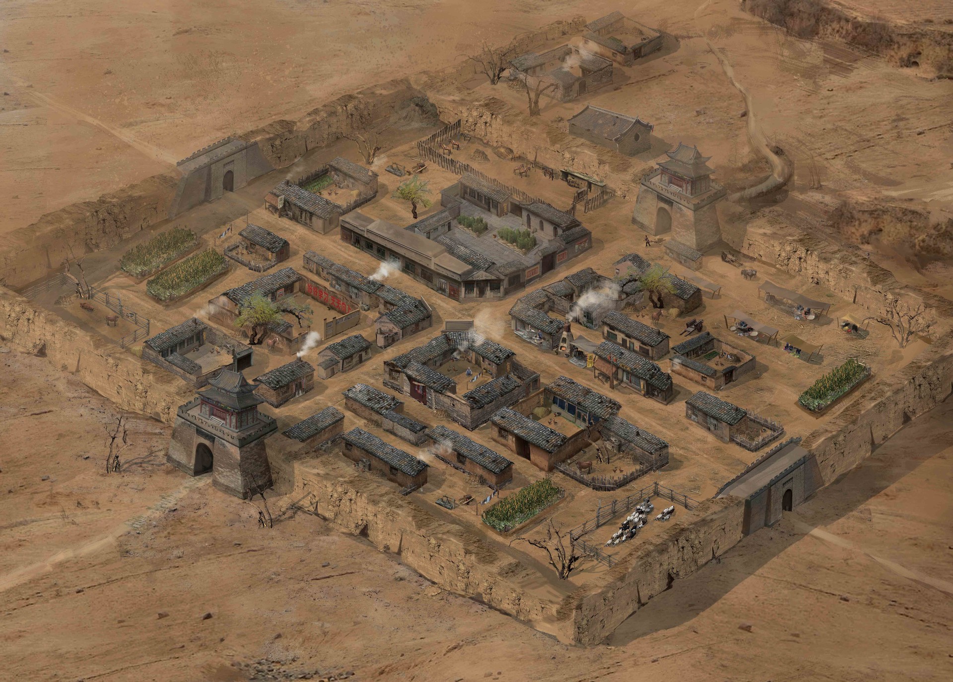 ArtStation - 西北古镇