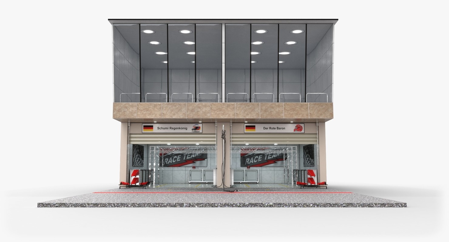 OpticalDreamSoft - Race Track Pit Lane Garage 3D model