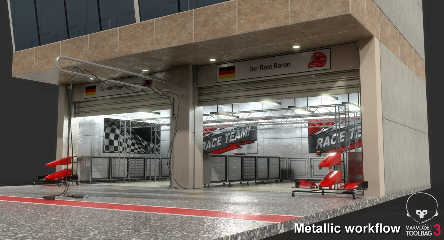 OpticalDreamSoft - Race Track Pit Lane Garage 3D model