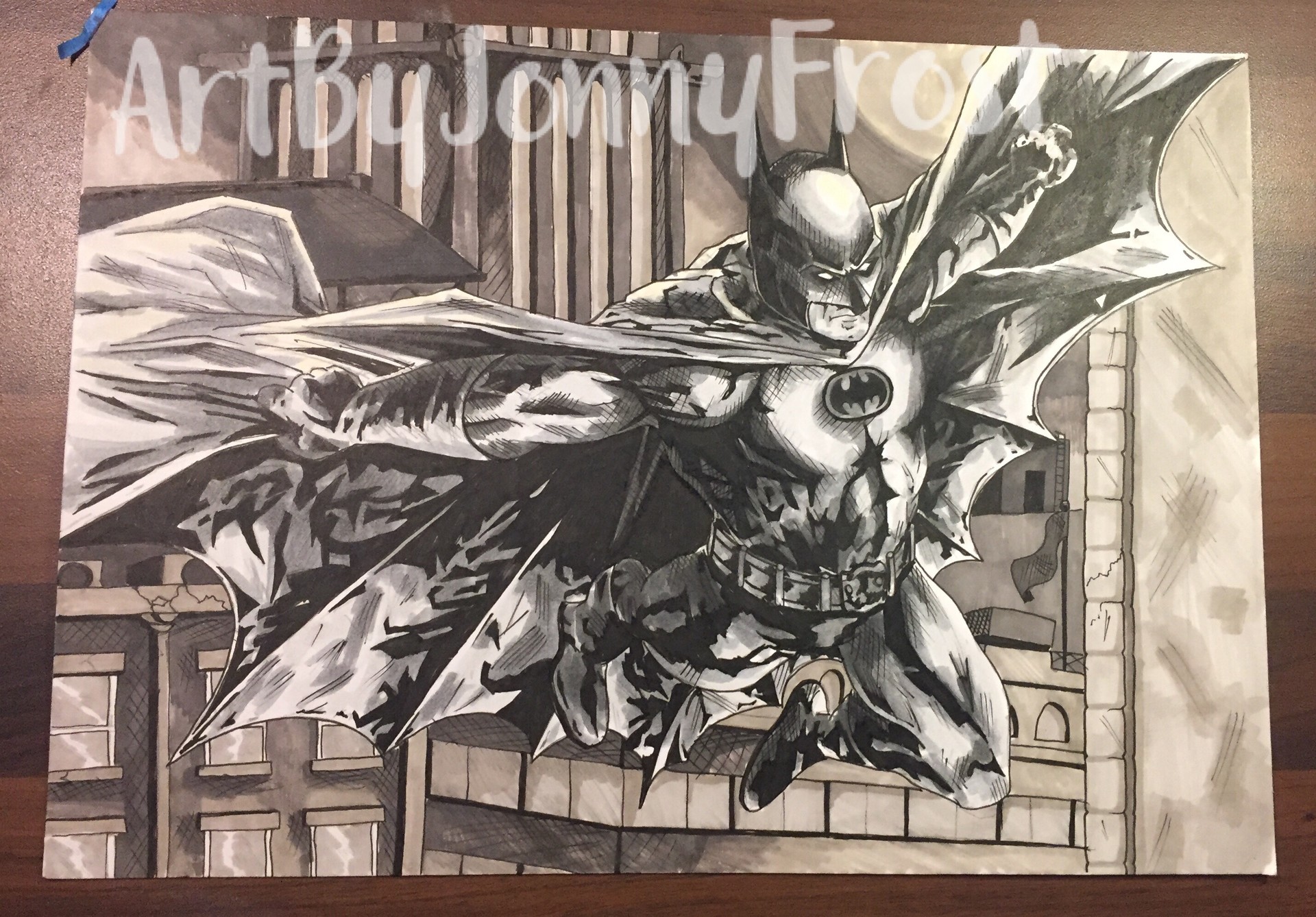 how to draw batman gliding