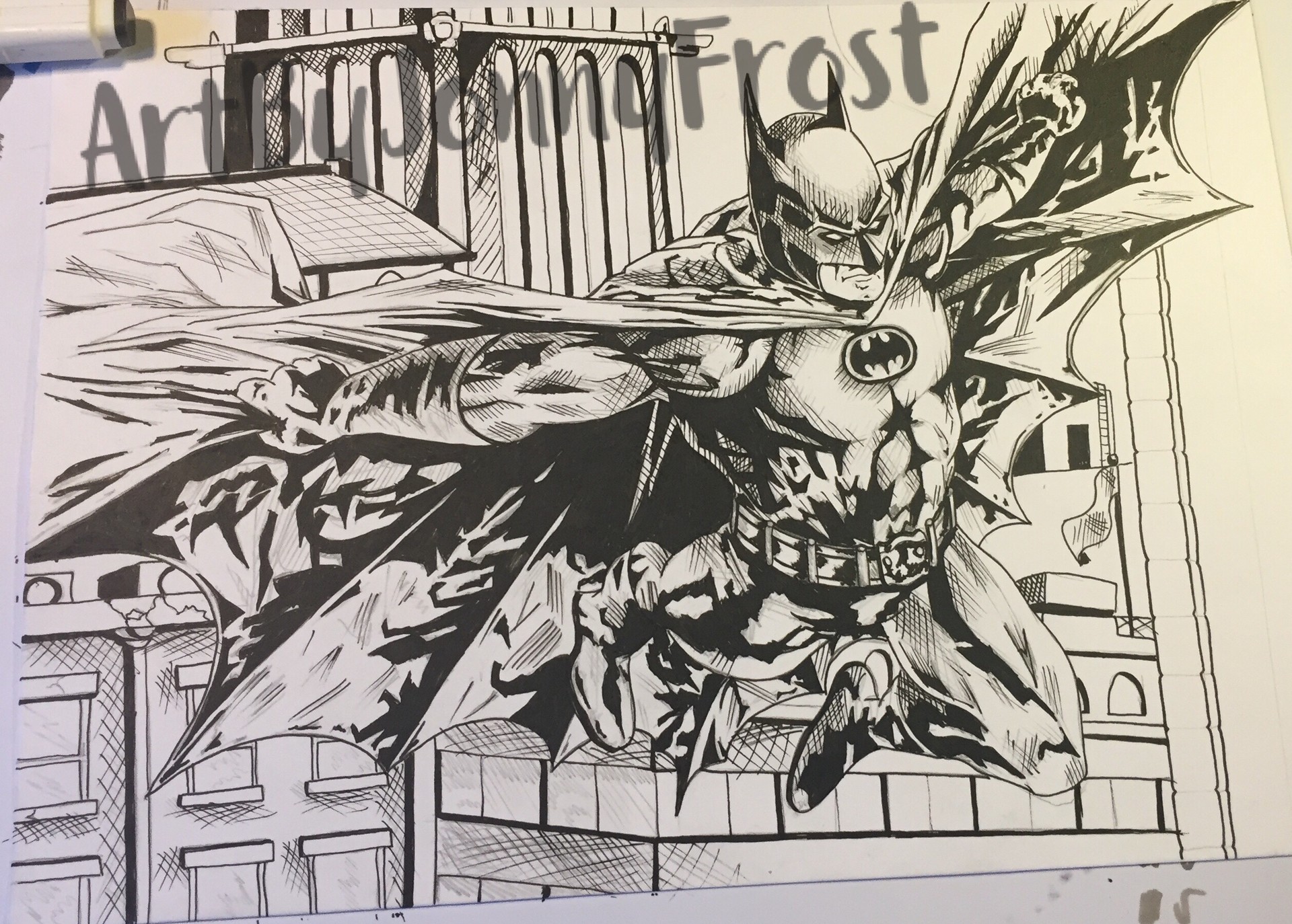 how to draw batman gliding