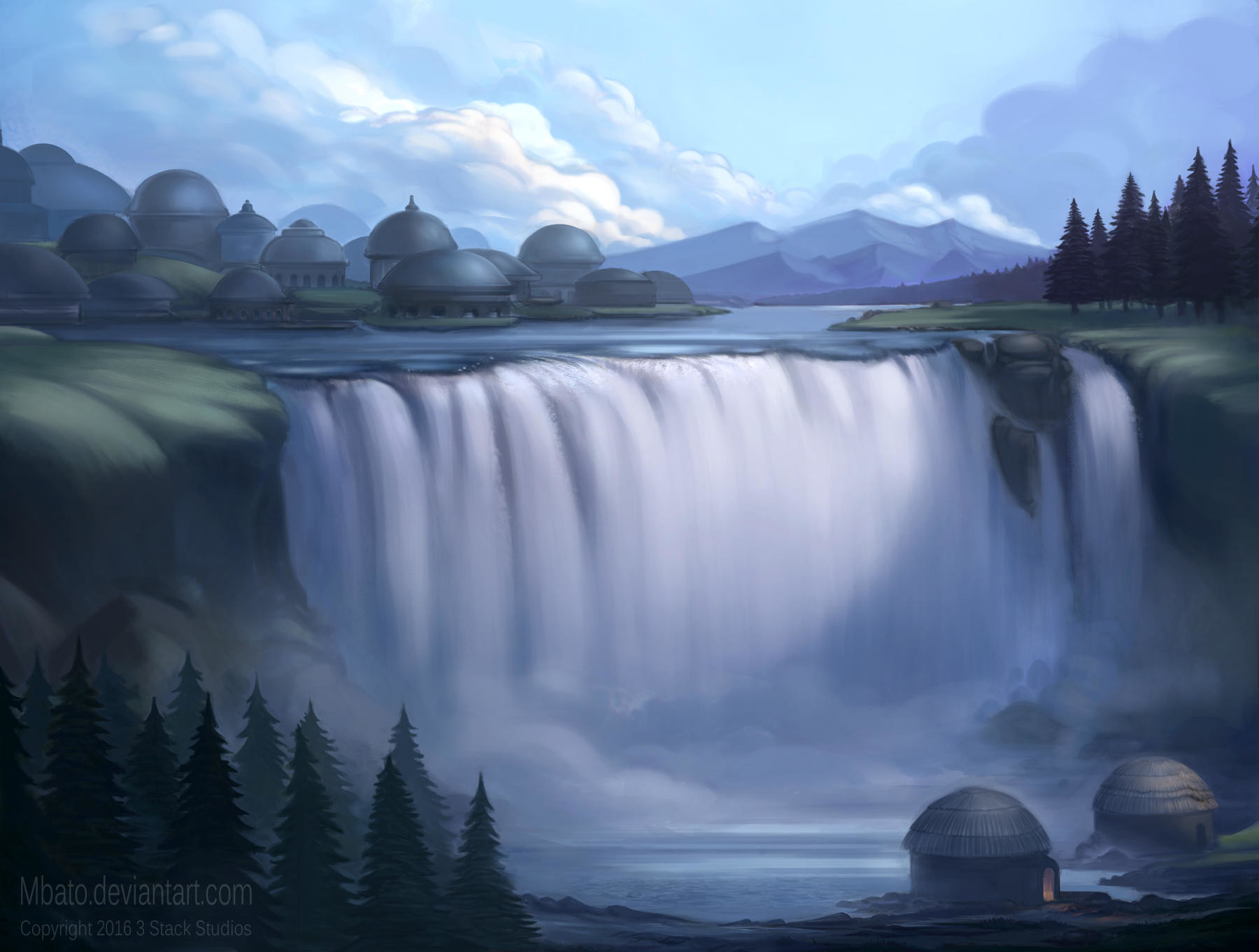 ArtStation - Waterfall Village