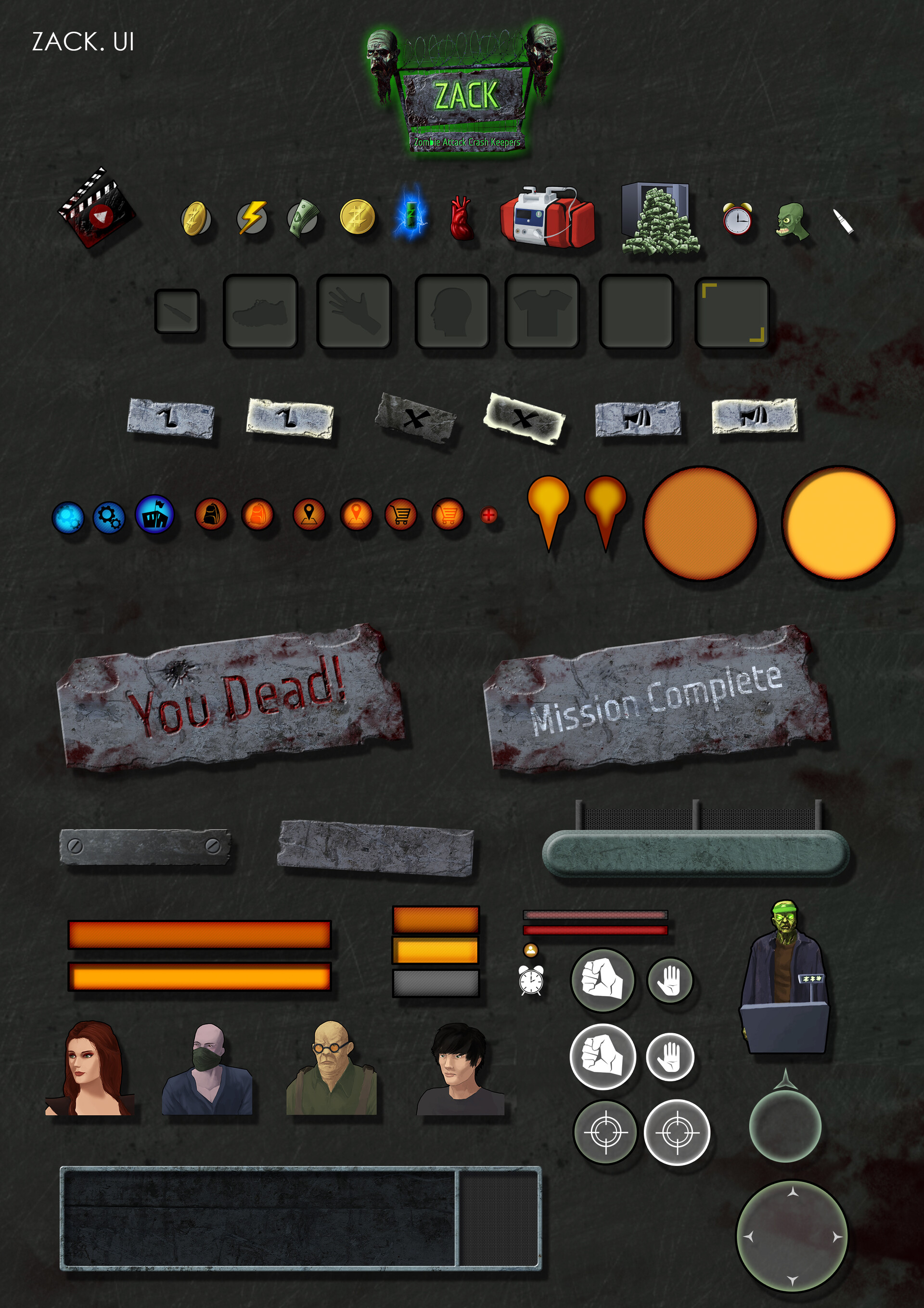 ArtStation - ZACK. Zombie attack crash keepers UI