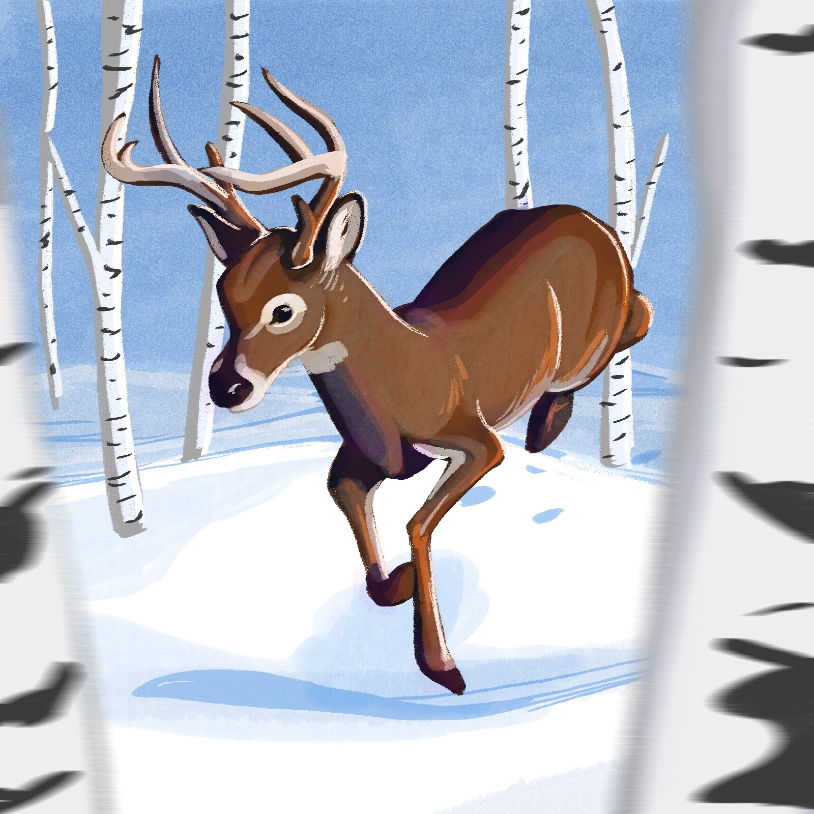 ArtStation - Deer in snow