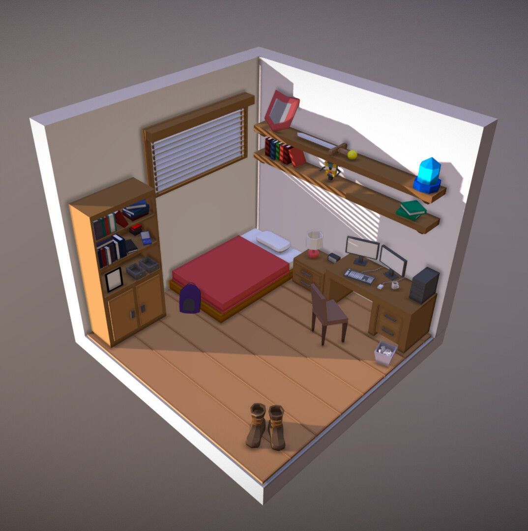 ArtStation - Isometric Bedroom Scene