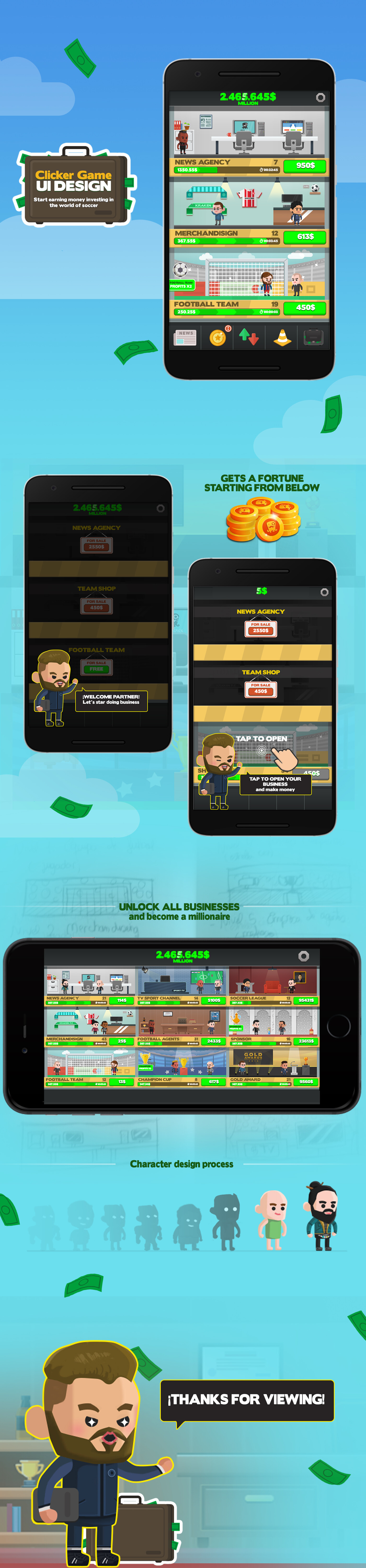 ArtStation - UI Design Concept: Clicker Football Game