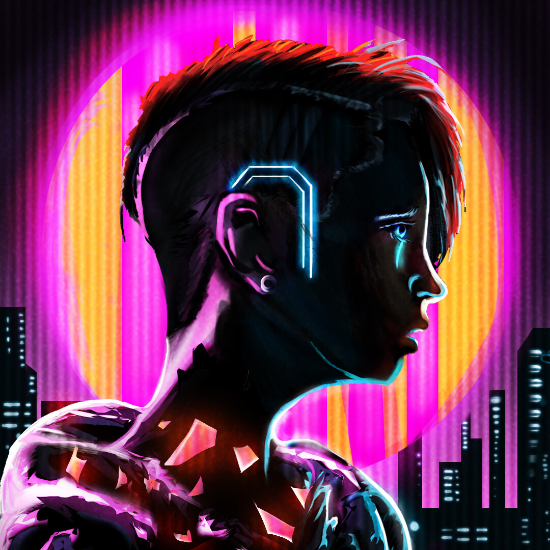 Simon SIGAL - New Retro Neon Girl Portrait