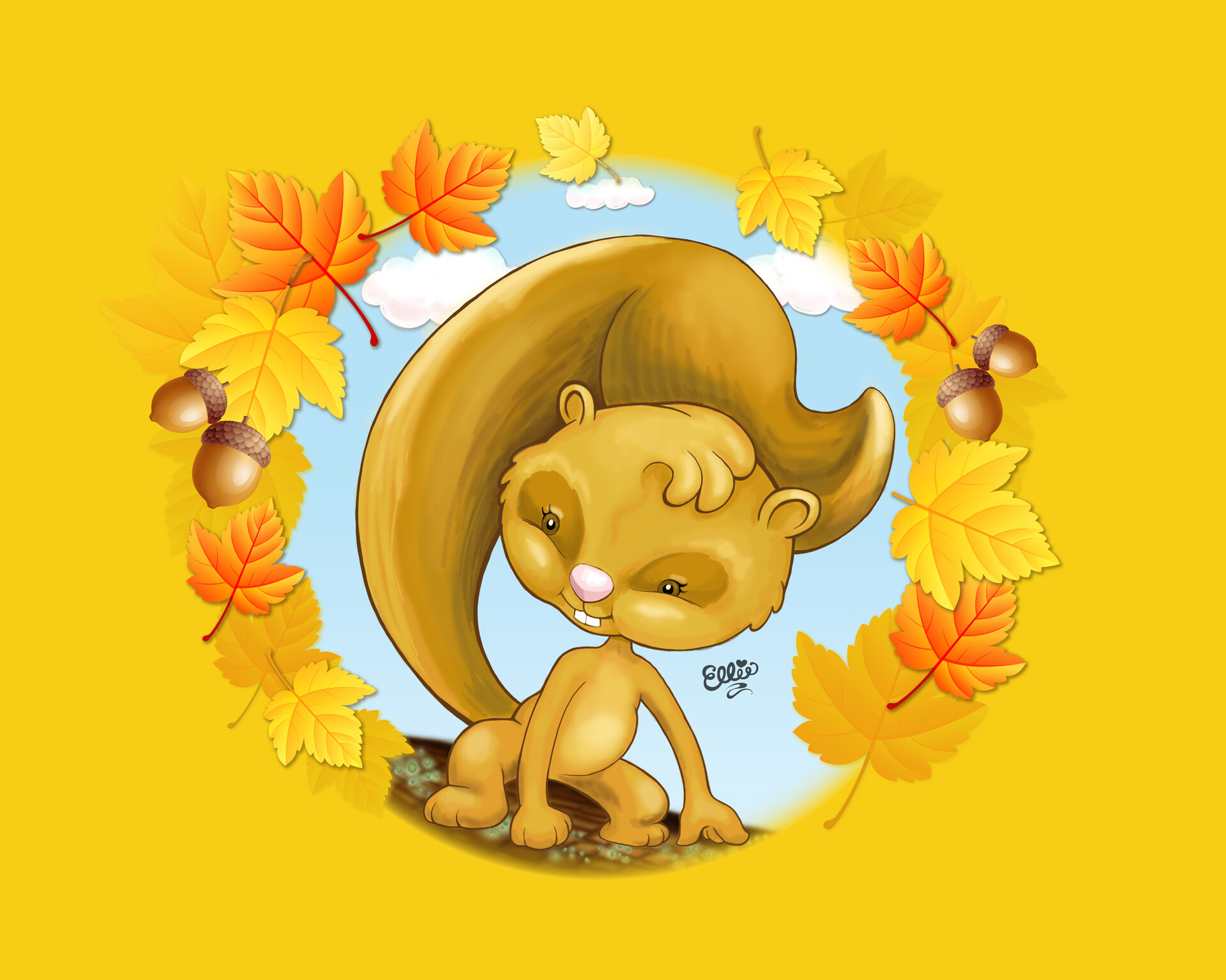 ArtStation - Happy Autumn Squirrel