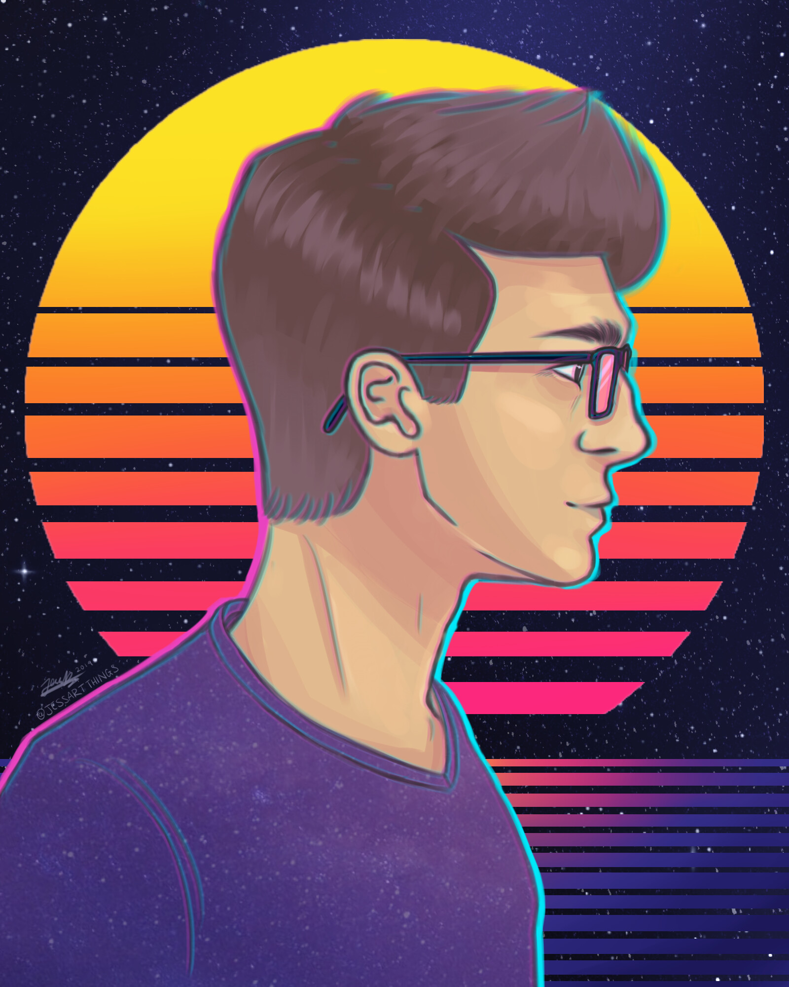 ArtStation - Retro Miami Portrait