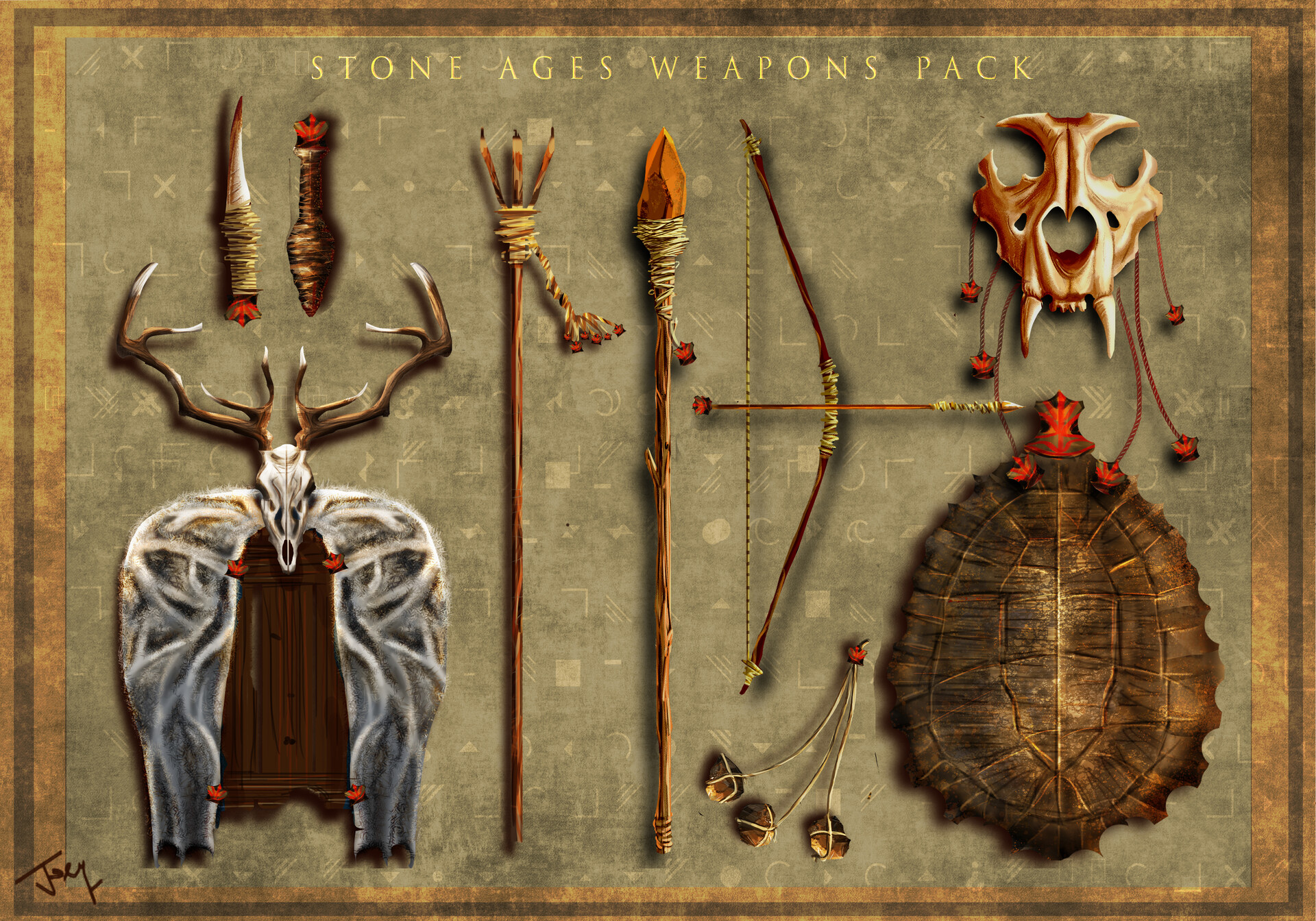 ArtStation - Stone Age Props and Weapons ( Game Design )