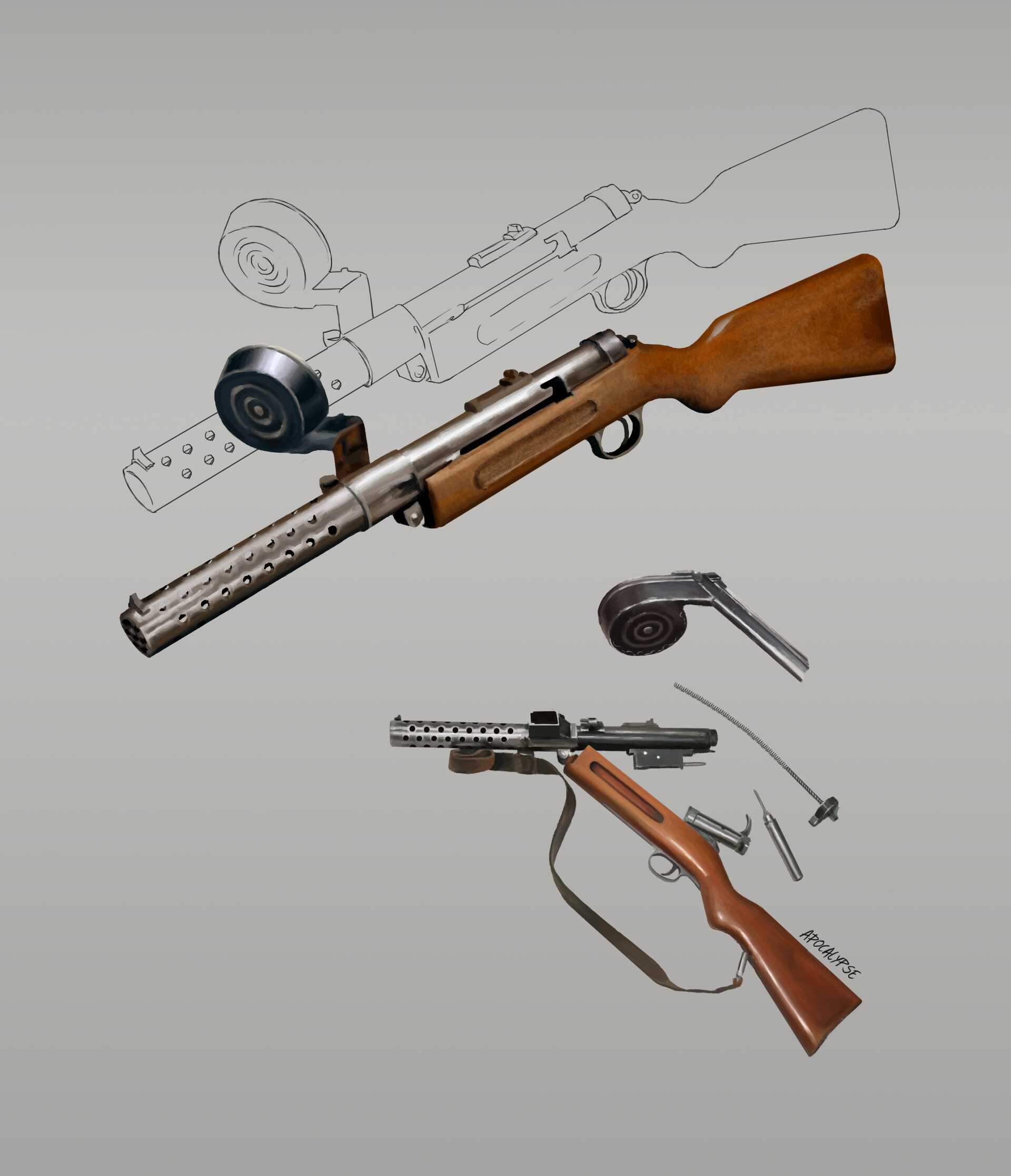 ArtStation - Weapon study - Schmeisser's MP-18,I