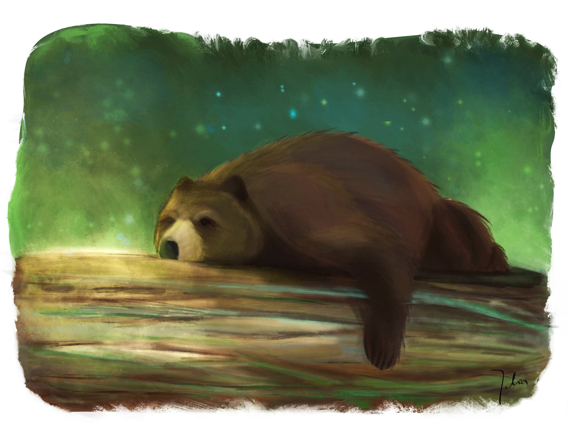 how to draw sleeping bear