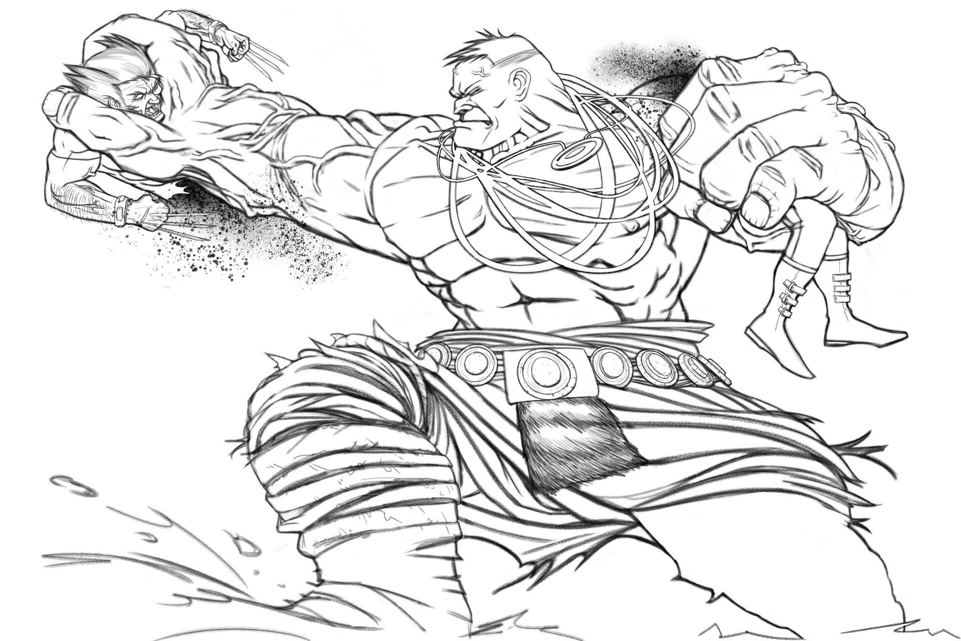wolverine vs hulk coloring pages