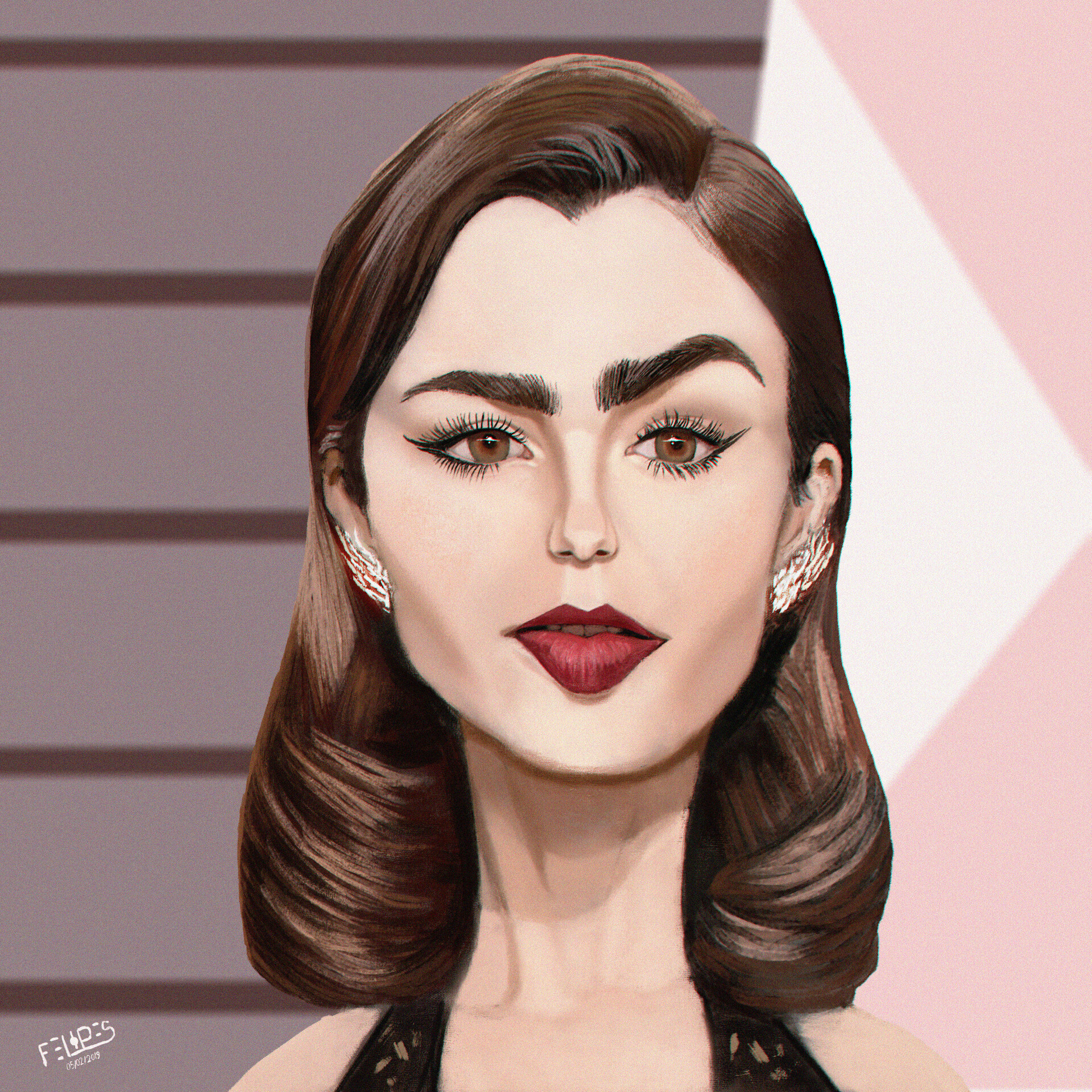 ArtStation - Lily Collins - Caricature