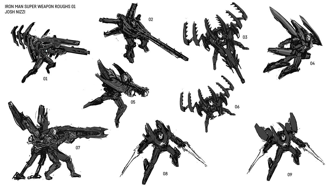 Josh Nizzi - Avengers: Infinity War Iron Man super weapon concepts