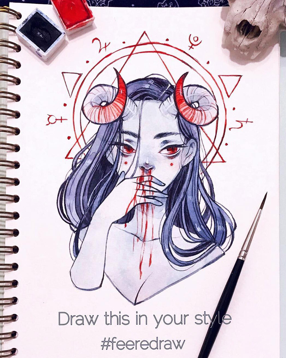 how to draw a demon girl